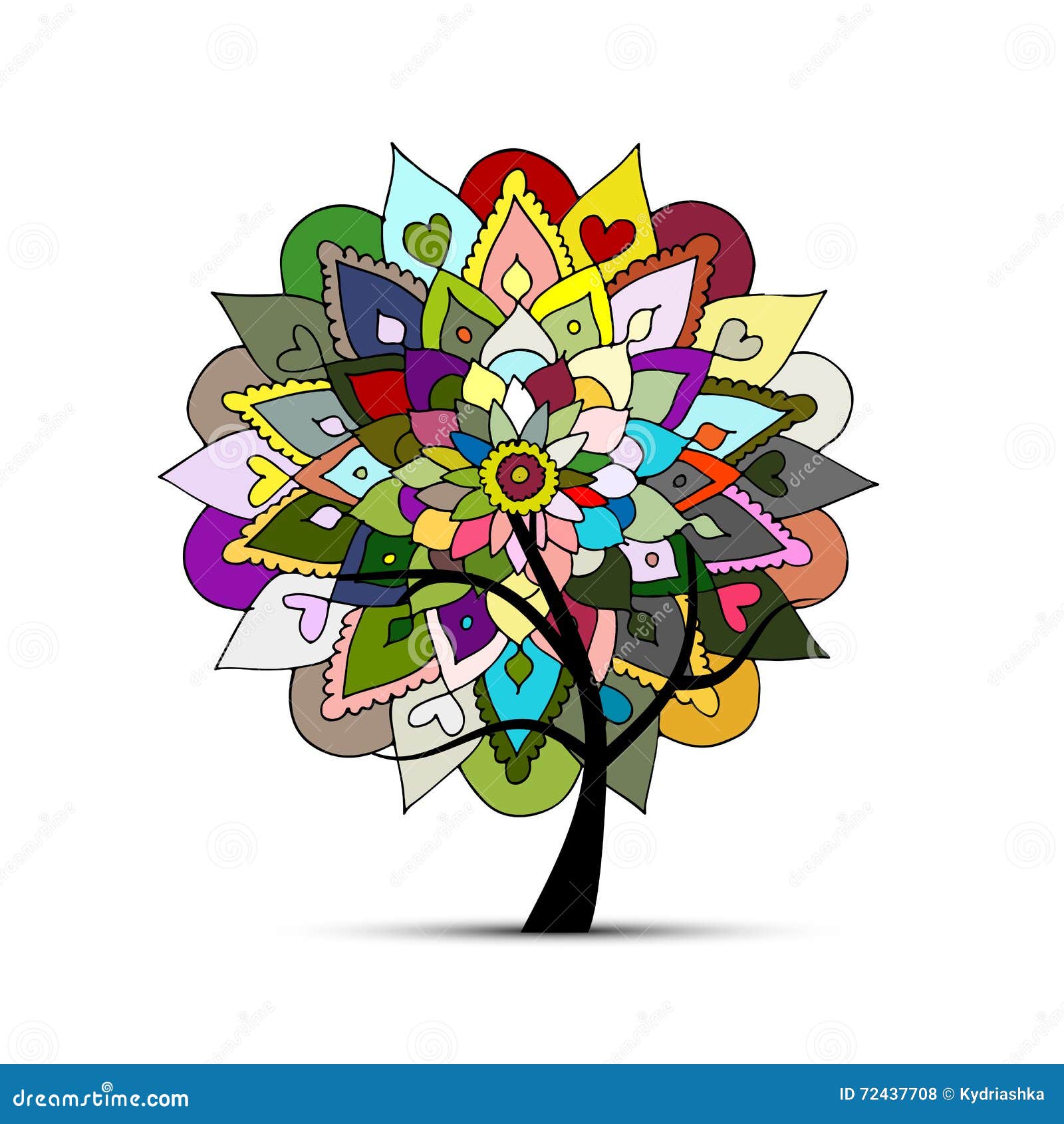 Mandala Tree, Floral Sketch for Your Design Stock Vector - Illustration ...