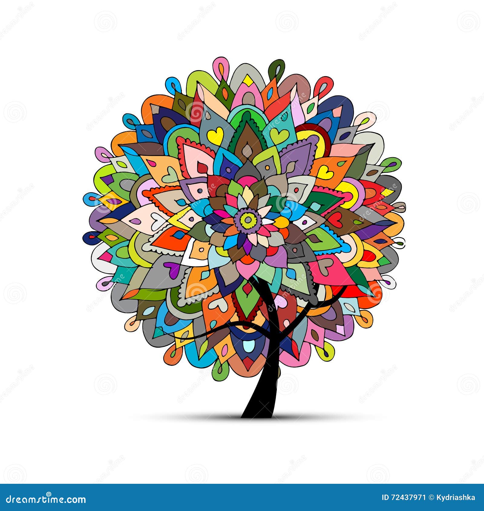 Mandala Tree Of Life. Symbolic Tree On Blue Tracery Background. Vector ...