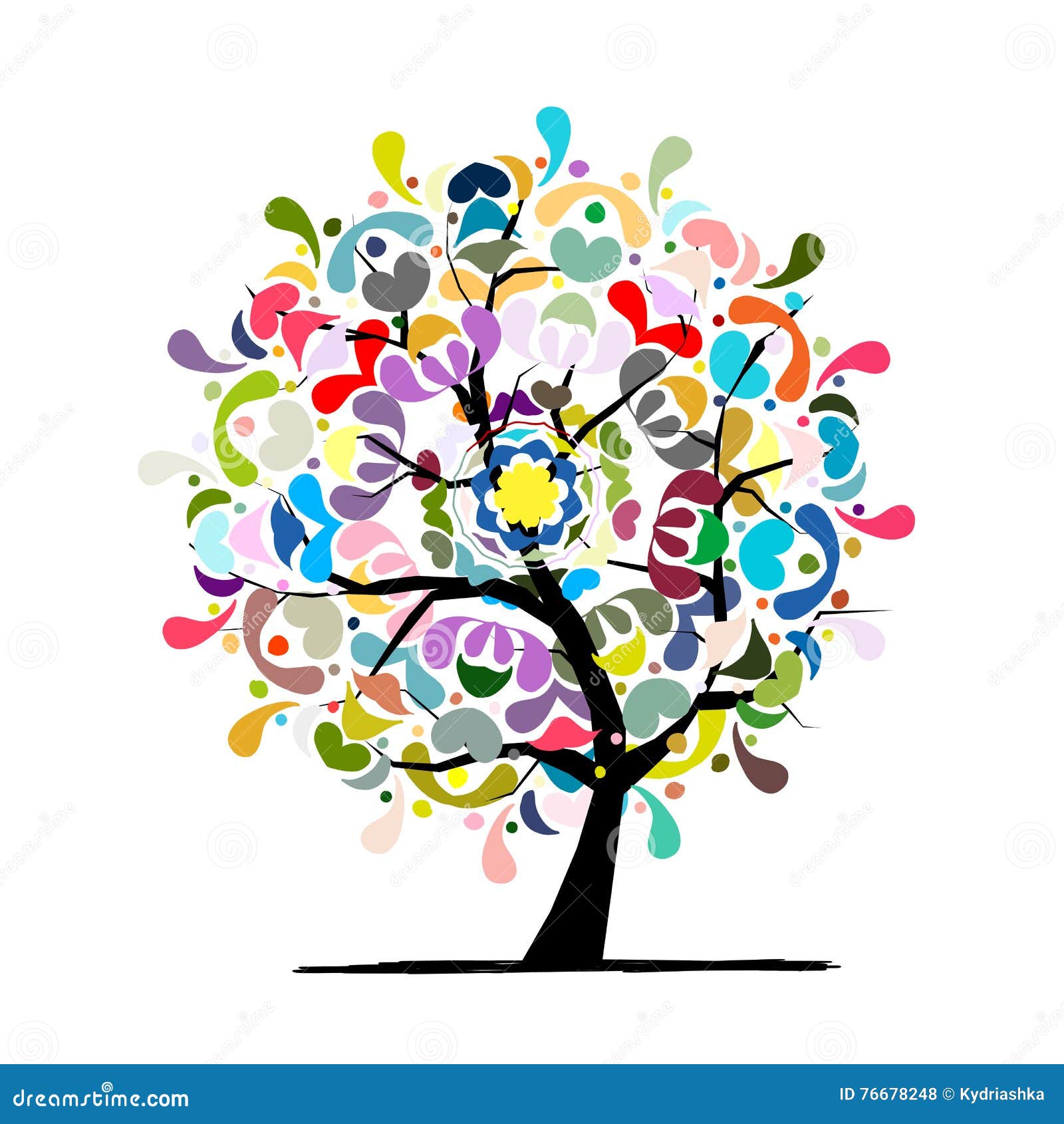 Mandala Tree Of Life. Symbolic Tree On Blue Tracery Background. Vector ...