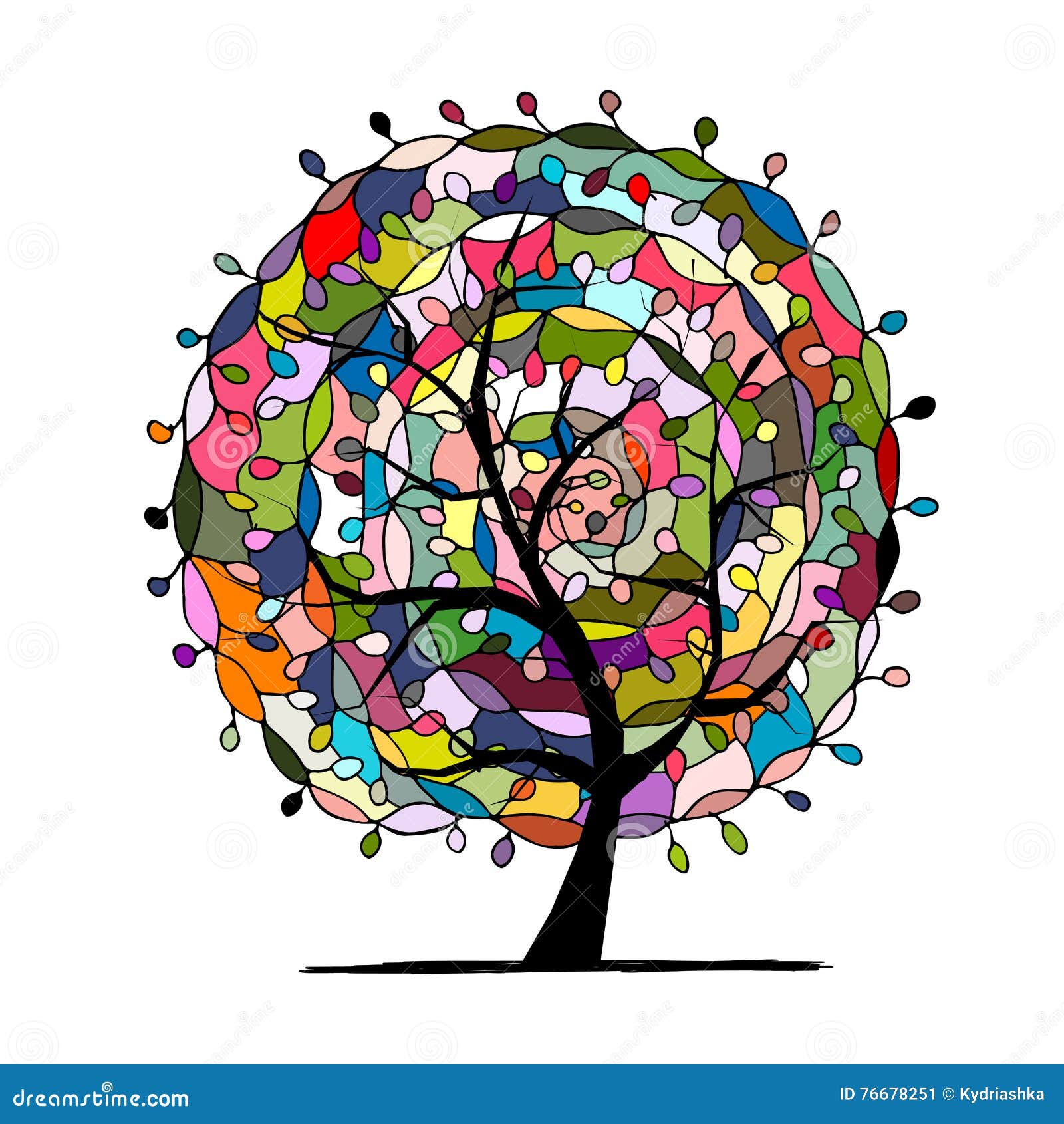 Mandala Tree Of Life. Symbolic Tree On Blue Tracery Background. Vector ...