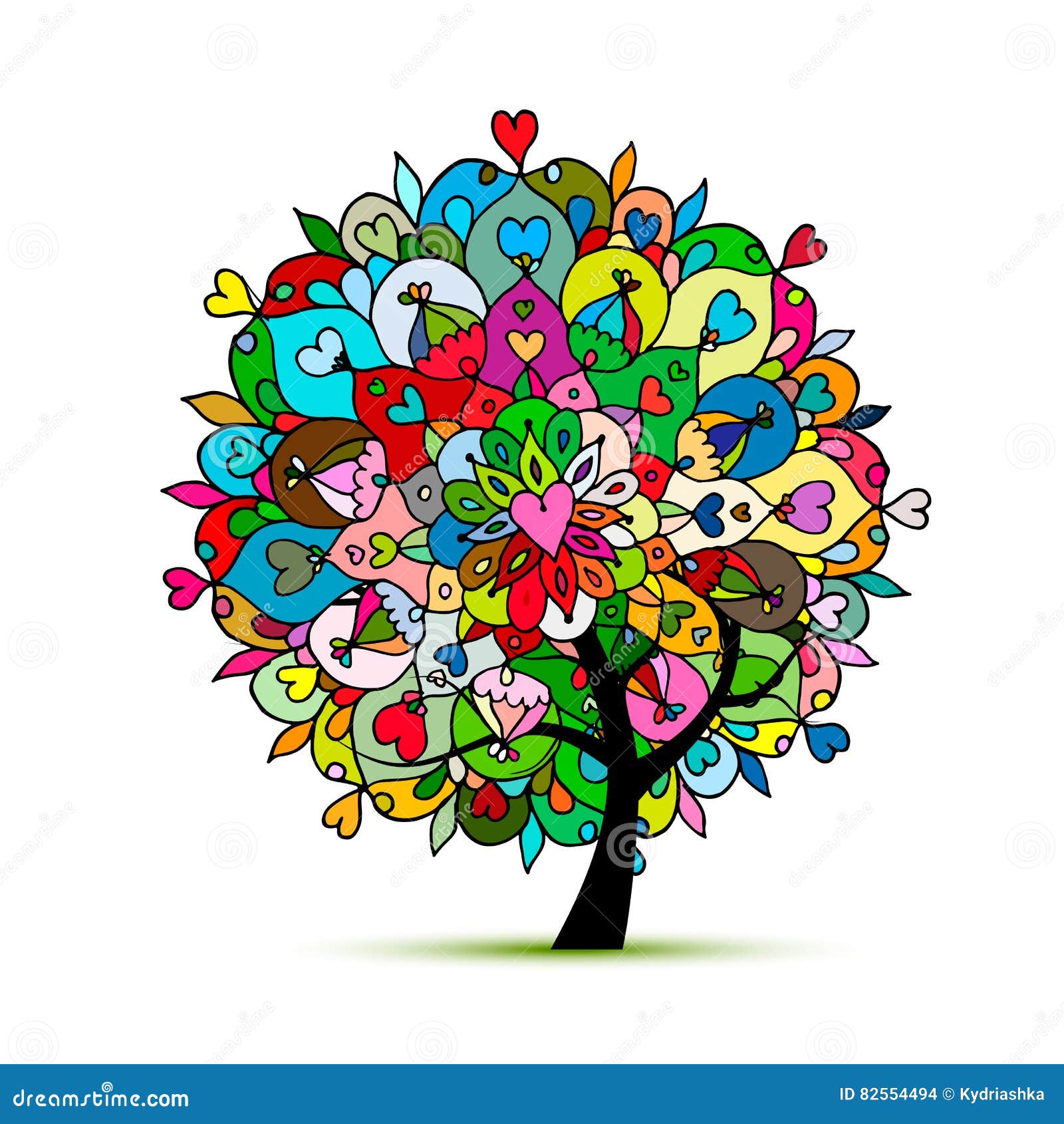 Mandala Tree Of Life. Symbolic Tree On Blue Tracery Background. Vector ...