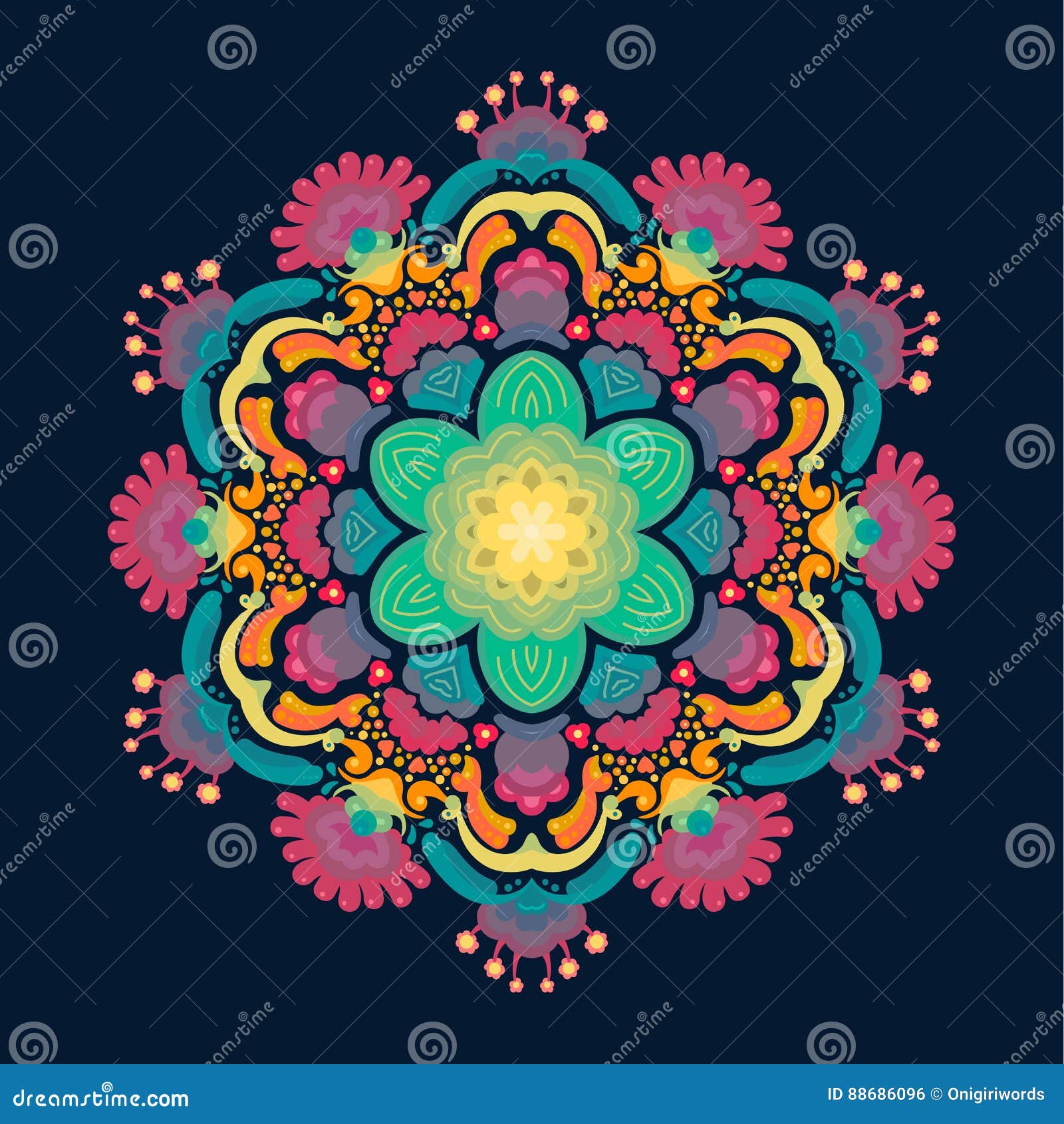 Mandala stock vector. Illustration of repeat, card, colored - 88686096