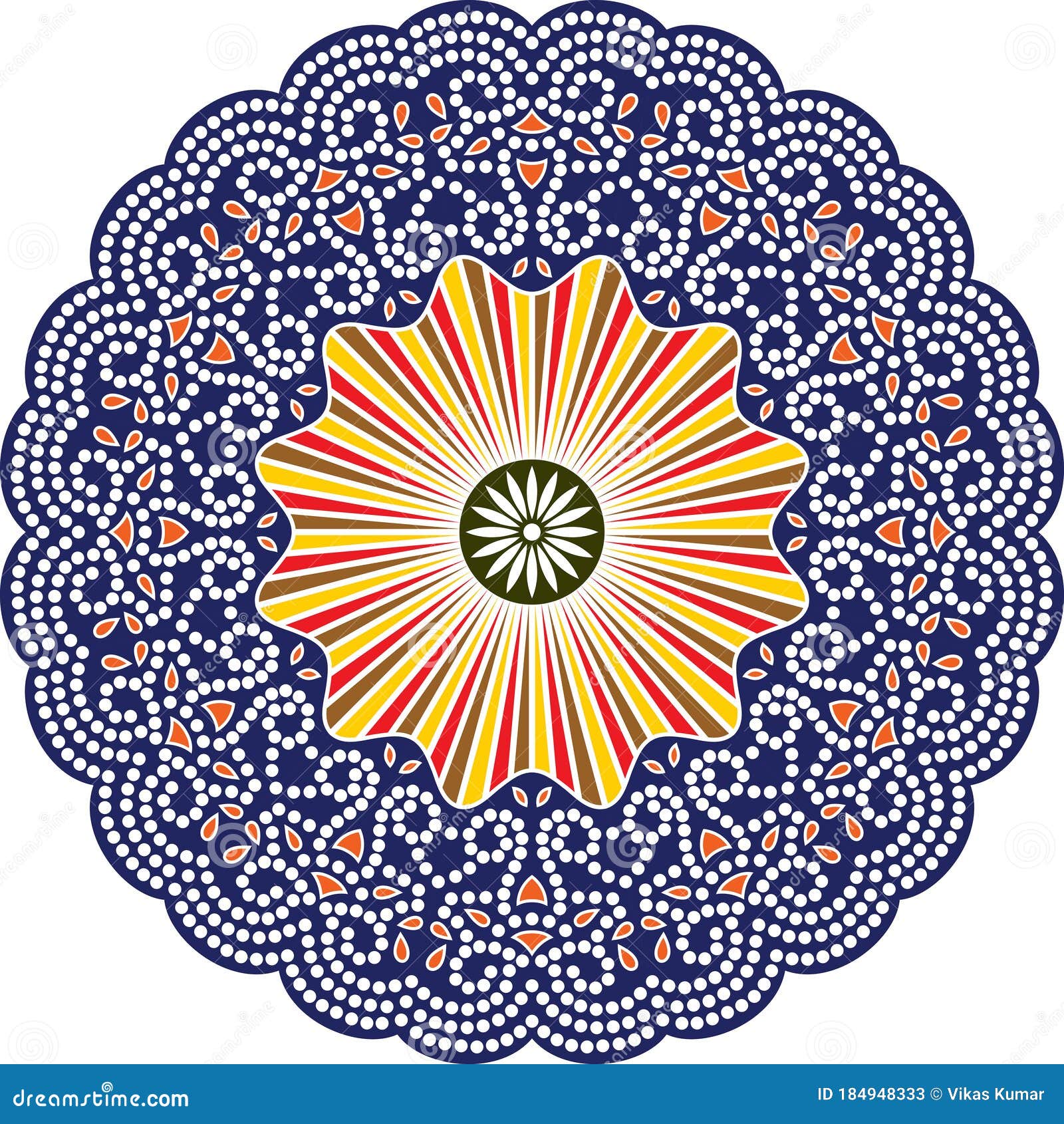 Mandala Vector Dot Art, Aboriginal Dot Painting, Retro Folk Design ...