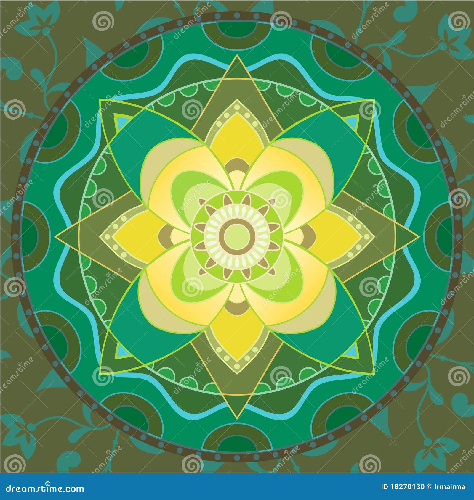 Mandala verde ilustración del vector. Ilustración de corte - 18270130