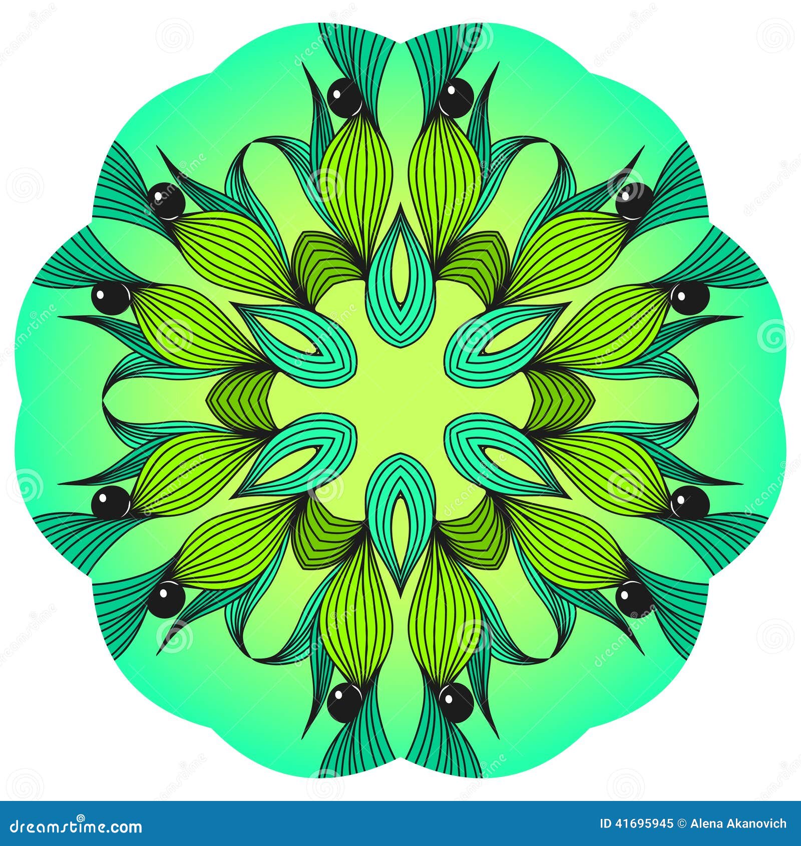 Mandala verde e azul ilustração do vetor. Ilustração de tira - 41695945