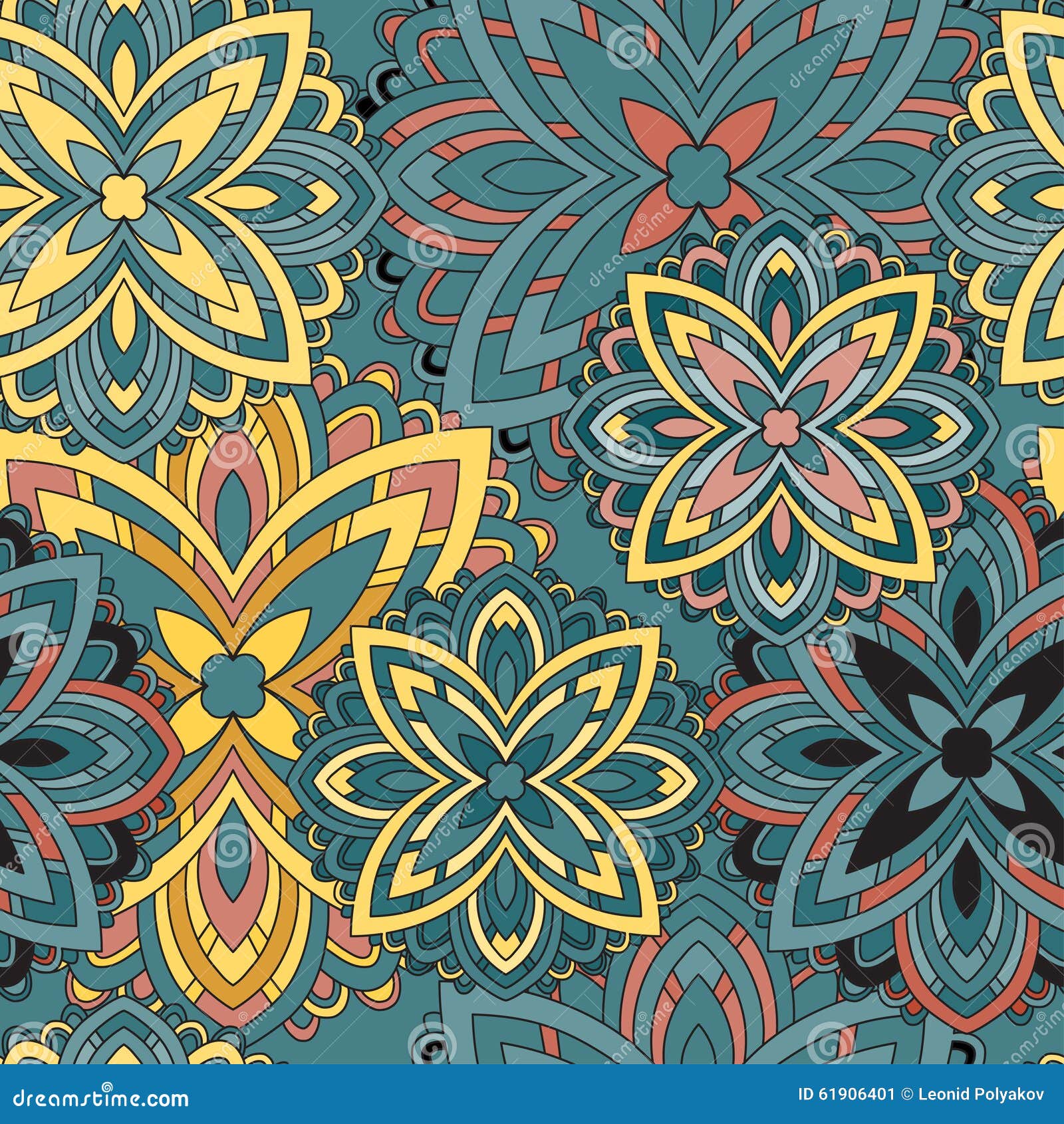 Mandala. Vintage Decorative Elements. Seamless Pattern Stock Vector ...