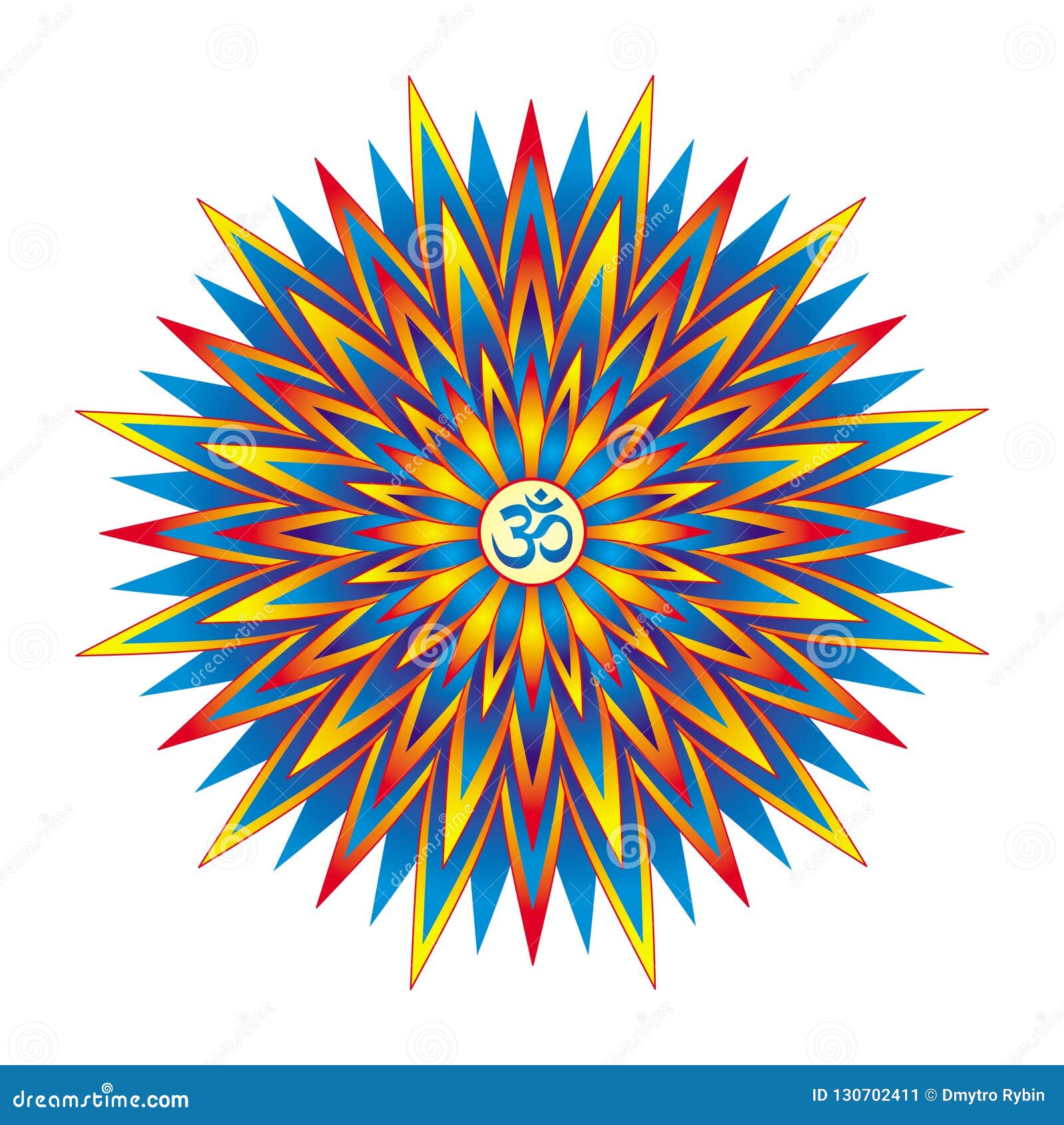 Geometric Colorful Mandala Star with Aum / Ohm / Om Sign in the Center ...