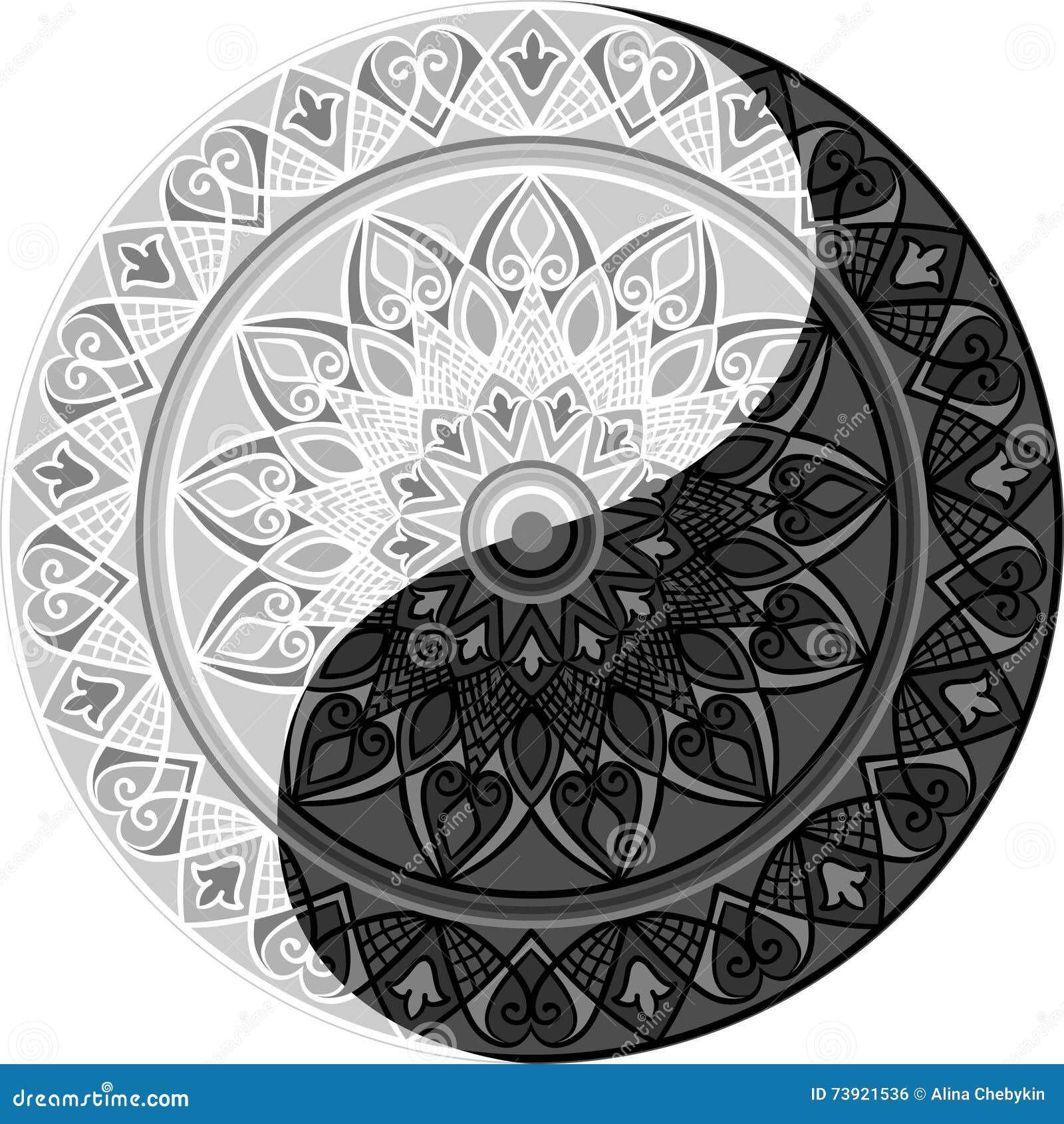 Mandala Yin Yang illustrazione vettoriale. Illustrazione di equilibrio ...