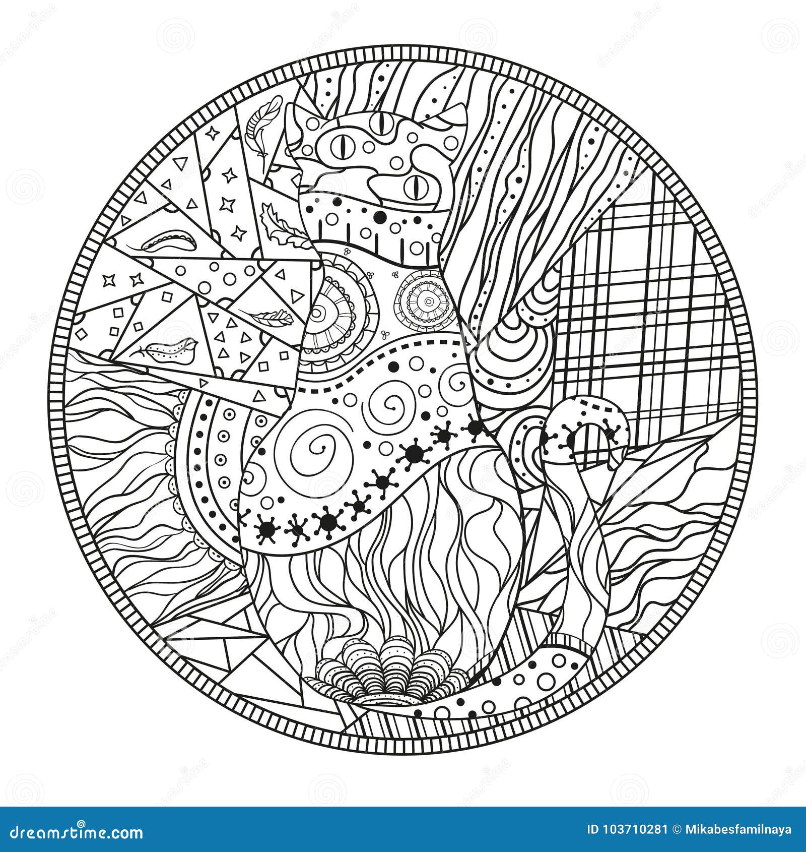 Mandala Zentangle Tecknad Hand Vektor Illustrationer - Illustration av ...