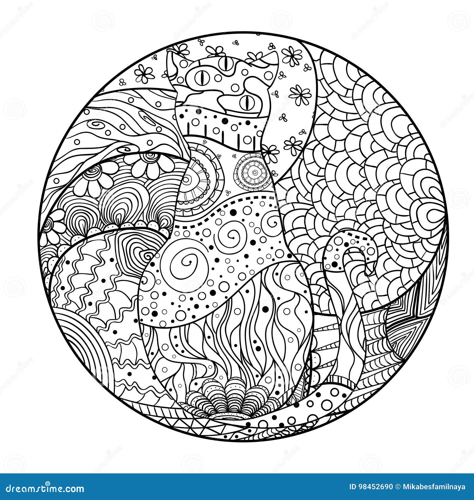 Mandala Zentangle Tecknad Hand Vektor Illustrationer - Illustration av ...