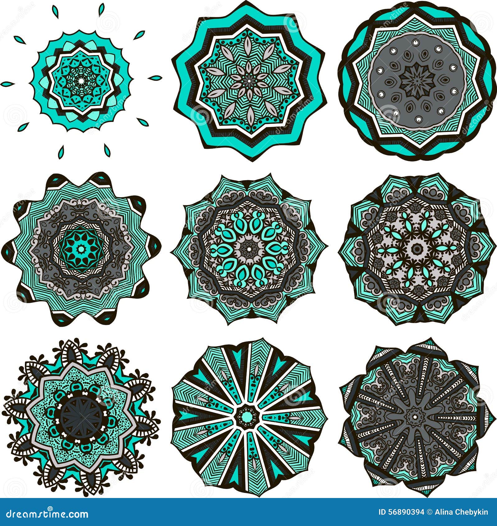 Mandalas de la turquesa ilustración del vector. Ilustración de vendimia ...