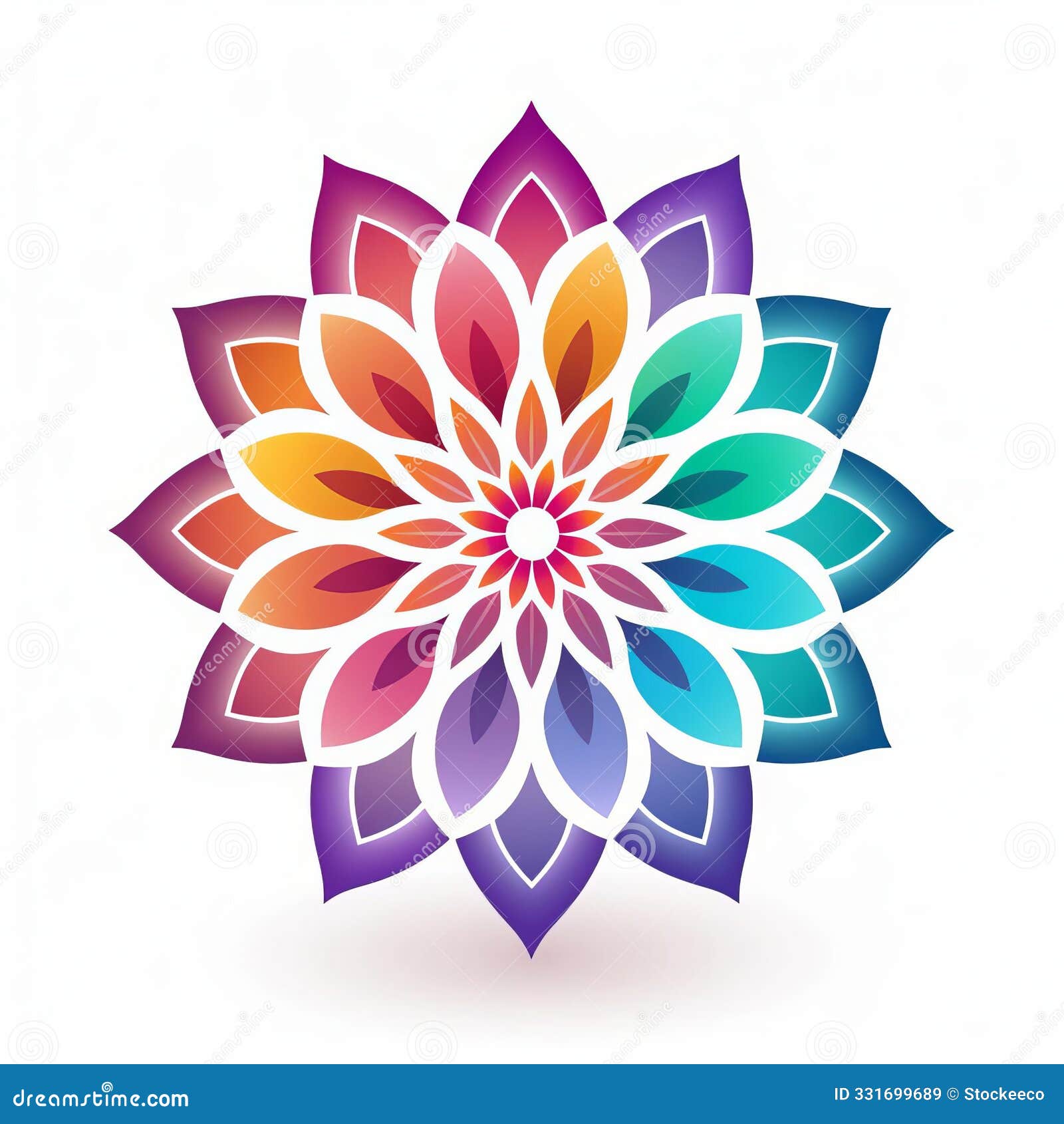 Minimalistic Mandalas Flower Icon Pattern on White Background Stock ...