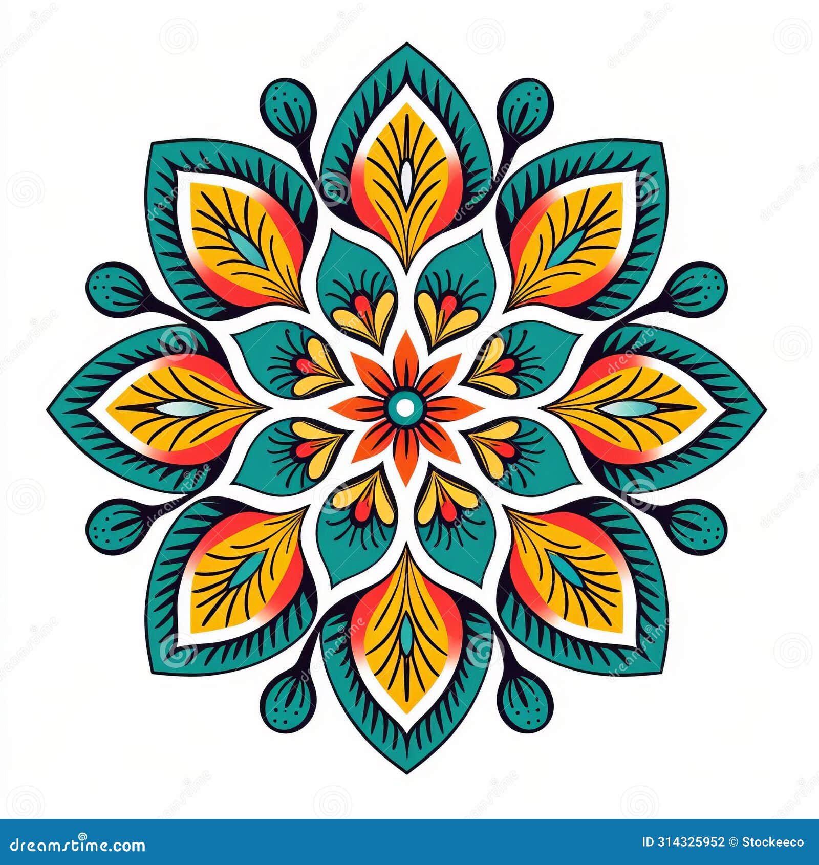 Minimalistic Mandalas Icon Pattern on White Background in Engraved ...