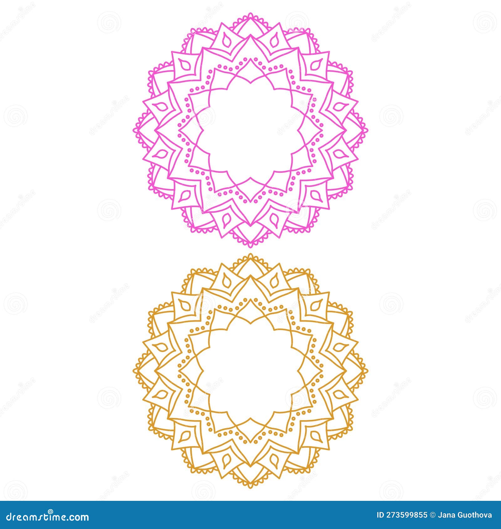 Mandalas Ornamentales De Oro Rosa Aisladas En Blanco Ilustración del ...
