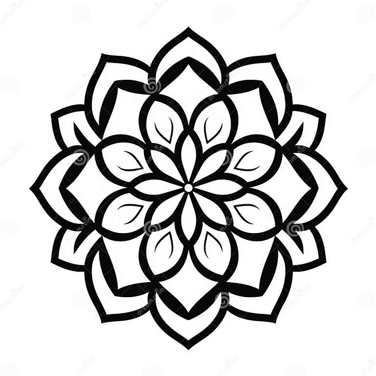 Mandalas: Simple Icon of a Pattern with Minimalistic White Background ...