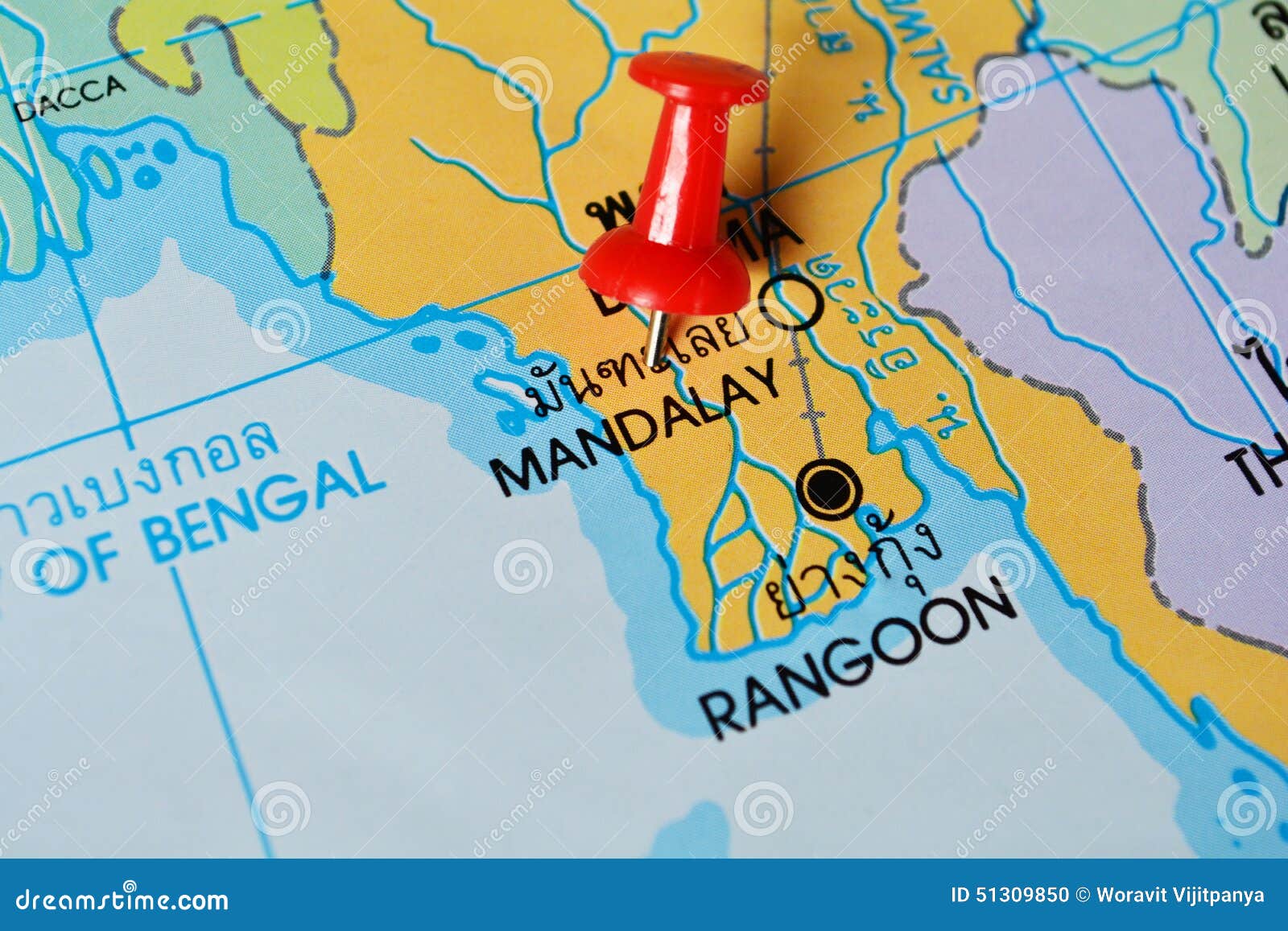 Mandalay-Karte stockfoto. Bild von stift, form, myanmar - 51309850