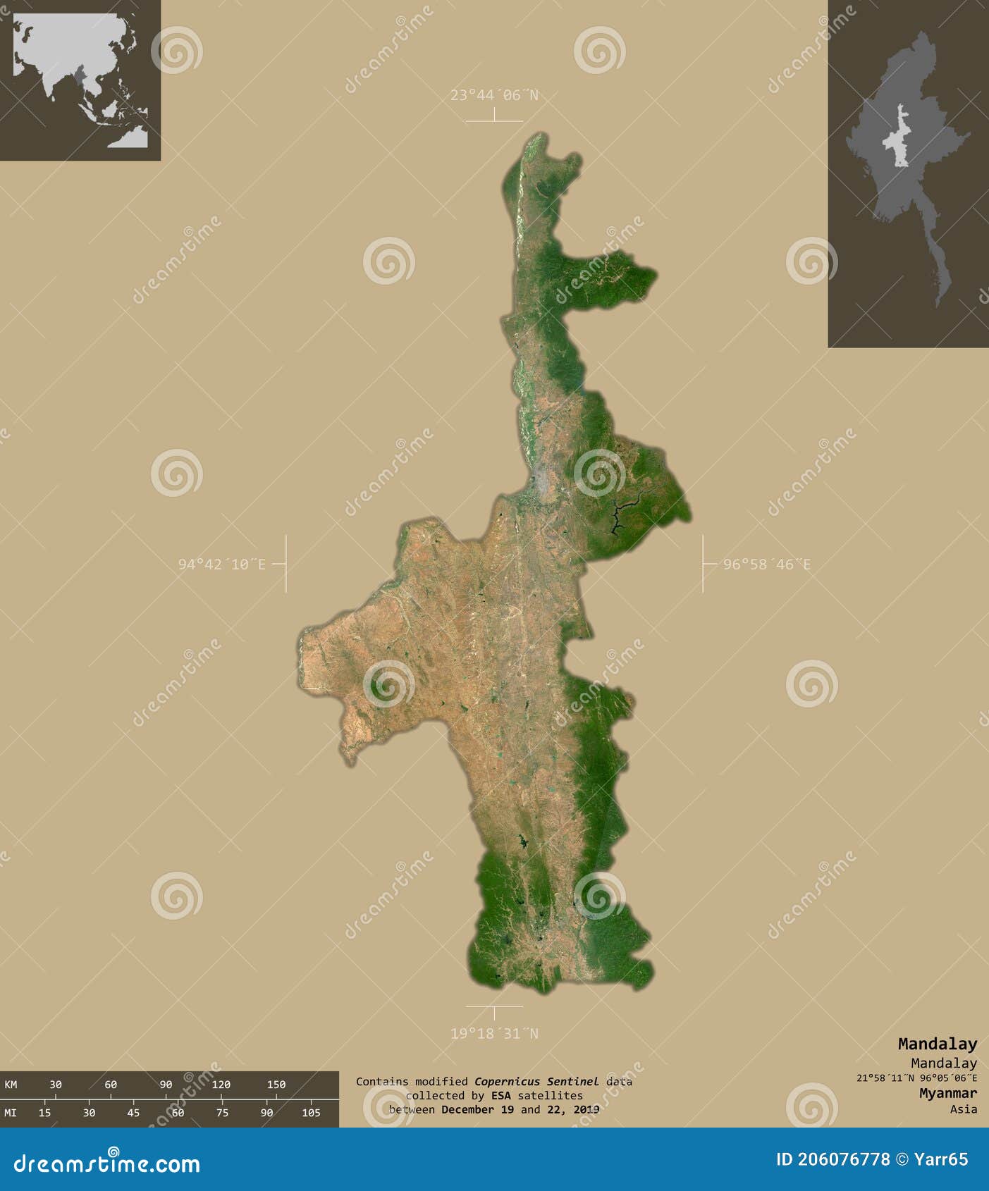 Mandalay, Myanmar - Composition. Sentinel-2 Satellite Stock ...