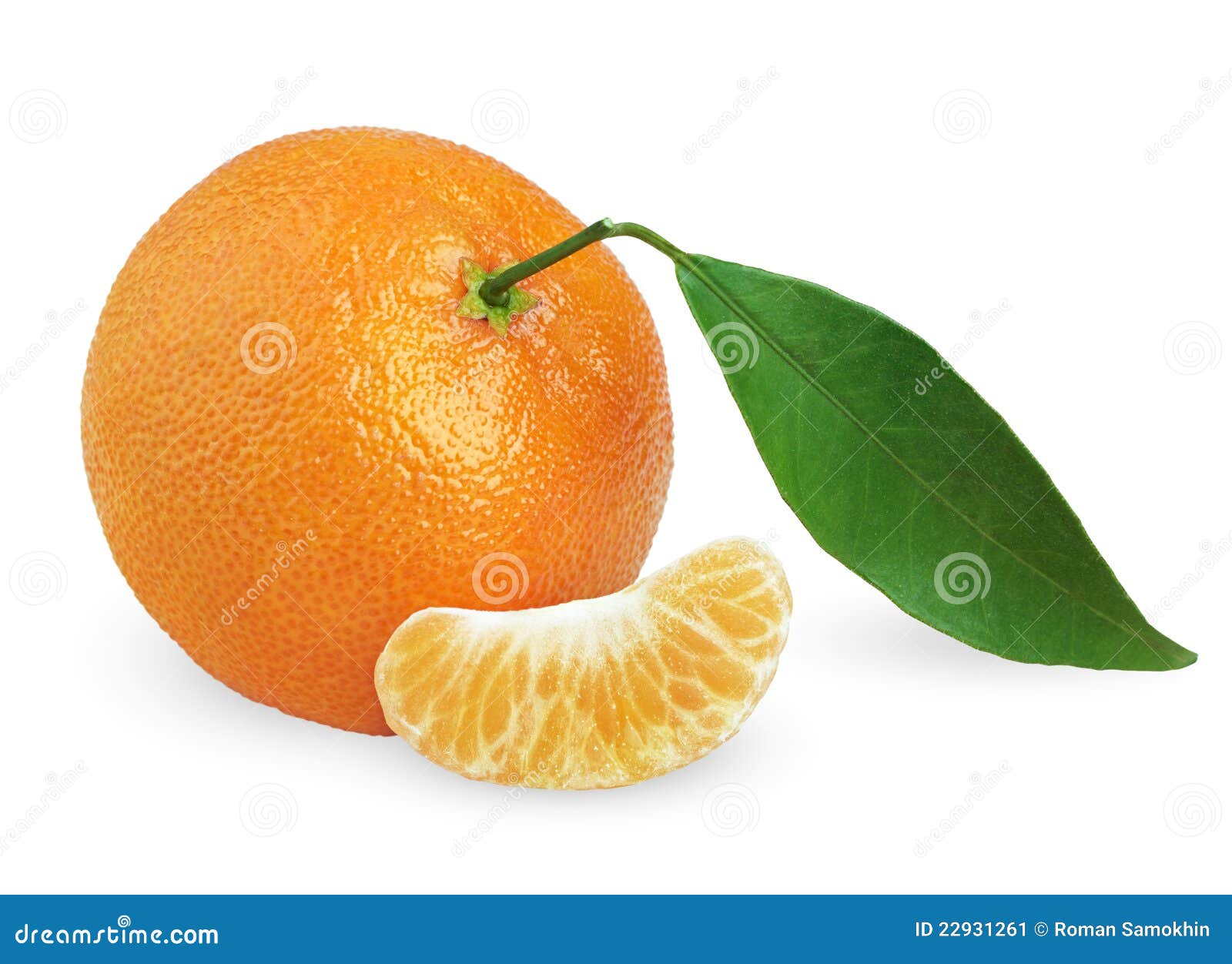 Mandarijn met blad en plak stock afbeelding. Image of vrucht - 22931261