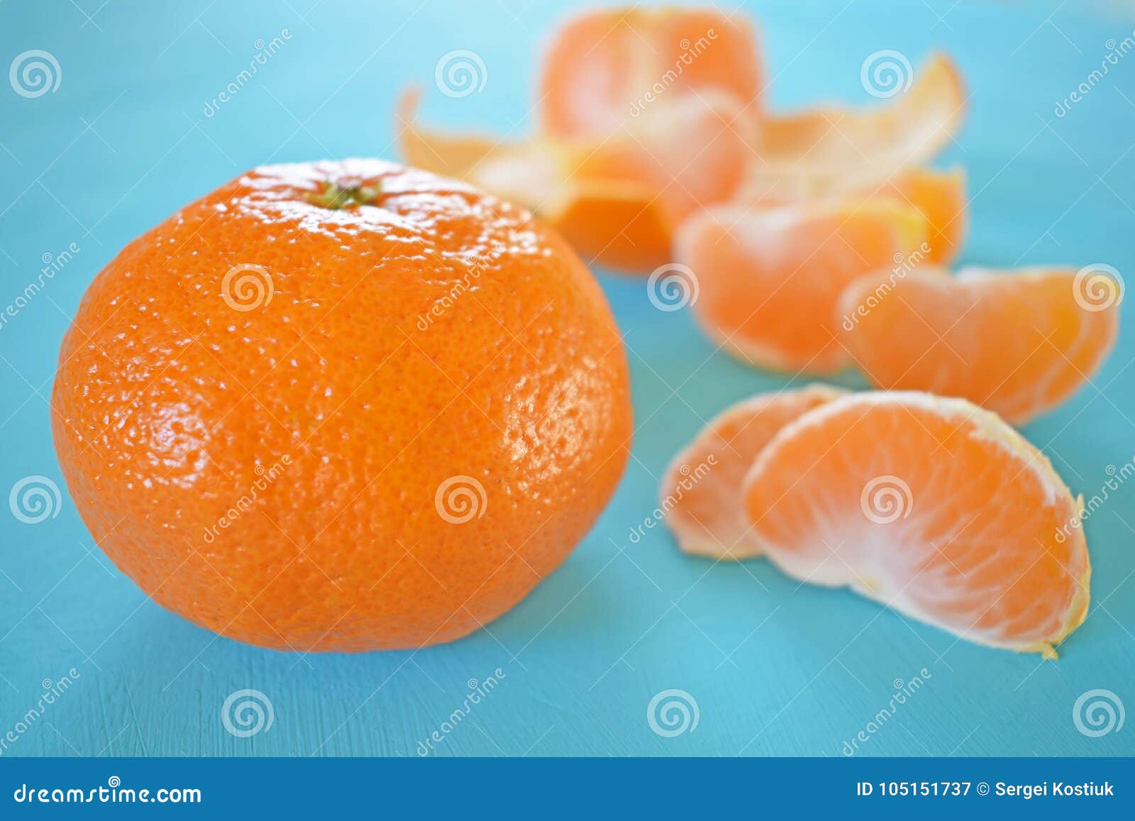 Mandarin on a Blue Background Stock Image - Image of wooden, mandarin ...