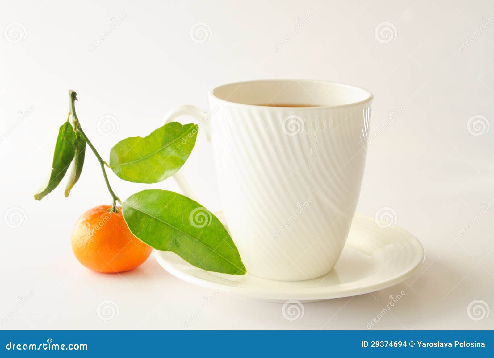 Mandarin with cup of tea stock photo. Image of fruit - 29374694