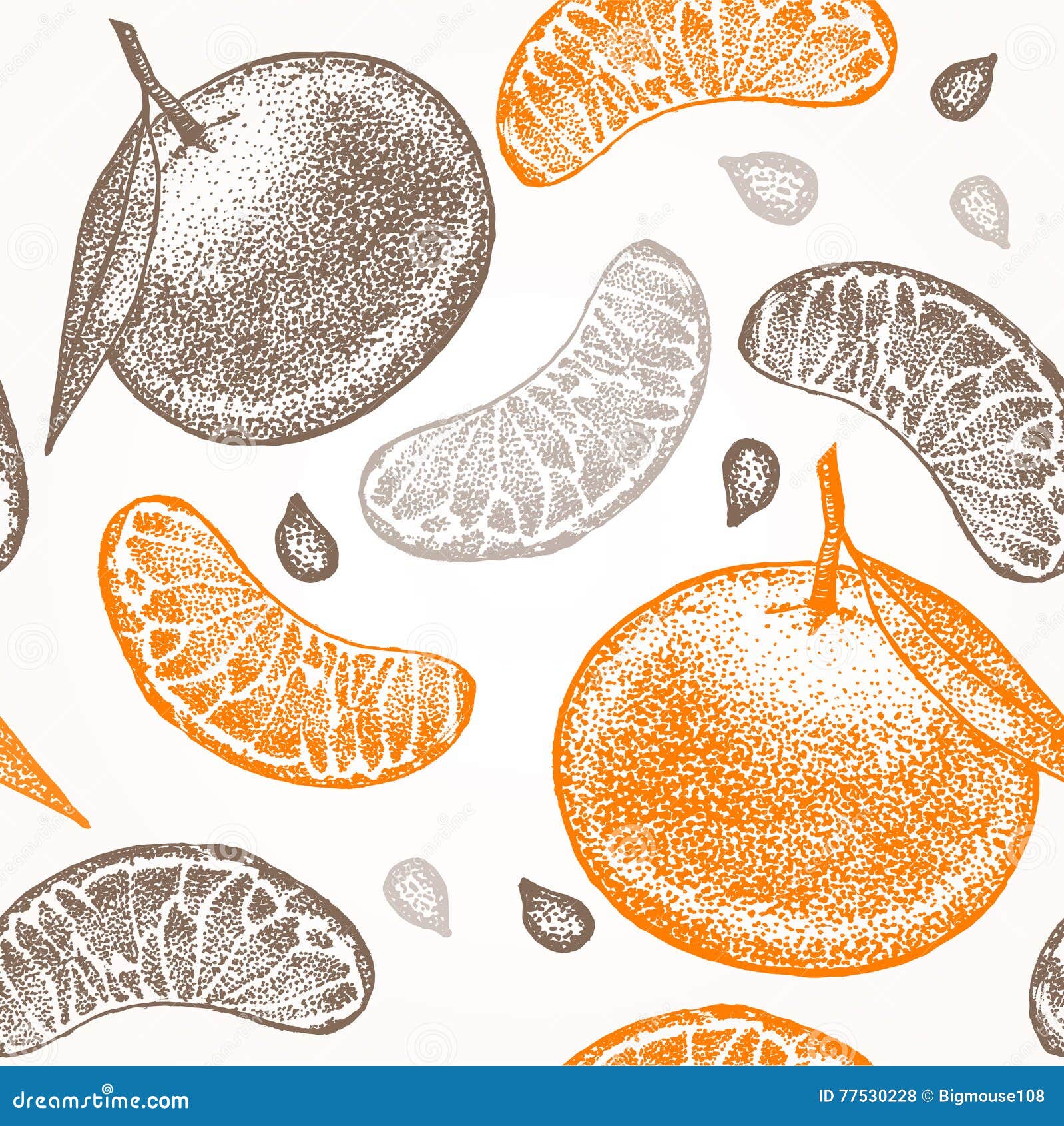 Mandarin Hand Draw Sketch Background Pattern. Vector Stock Vector ...