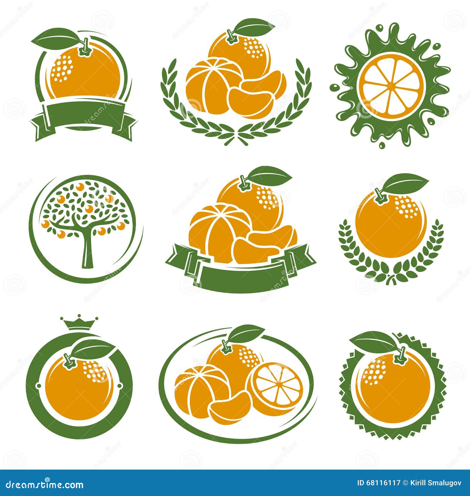 Mandarin Labels and Elements Set. Vector Stock Vector - Illustration of flavor, line: 68116117