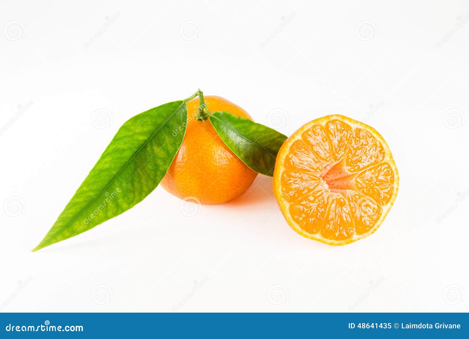 Mandarin with Leaves. Isolated Stock Image - Image of mandarin, organic ...