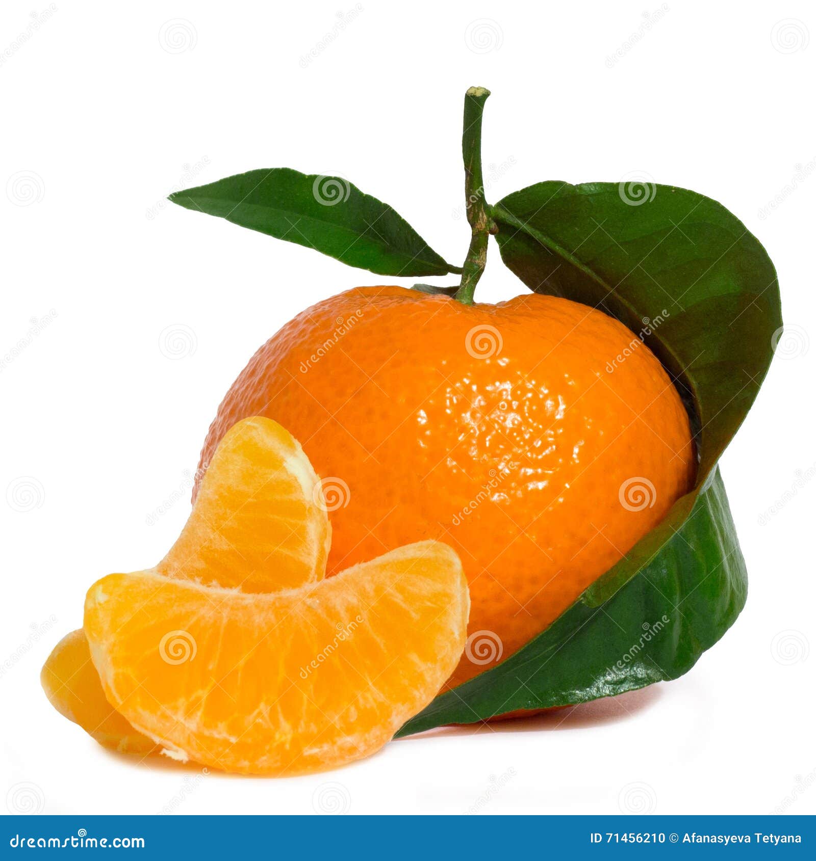 Mandarin with Leaves Isolated Stock Photo - Image of shape, green: 71456210