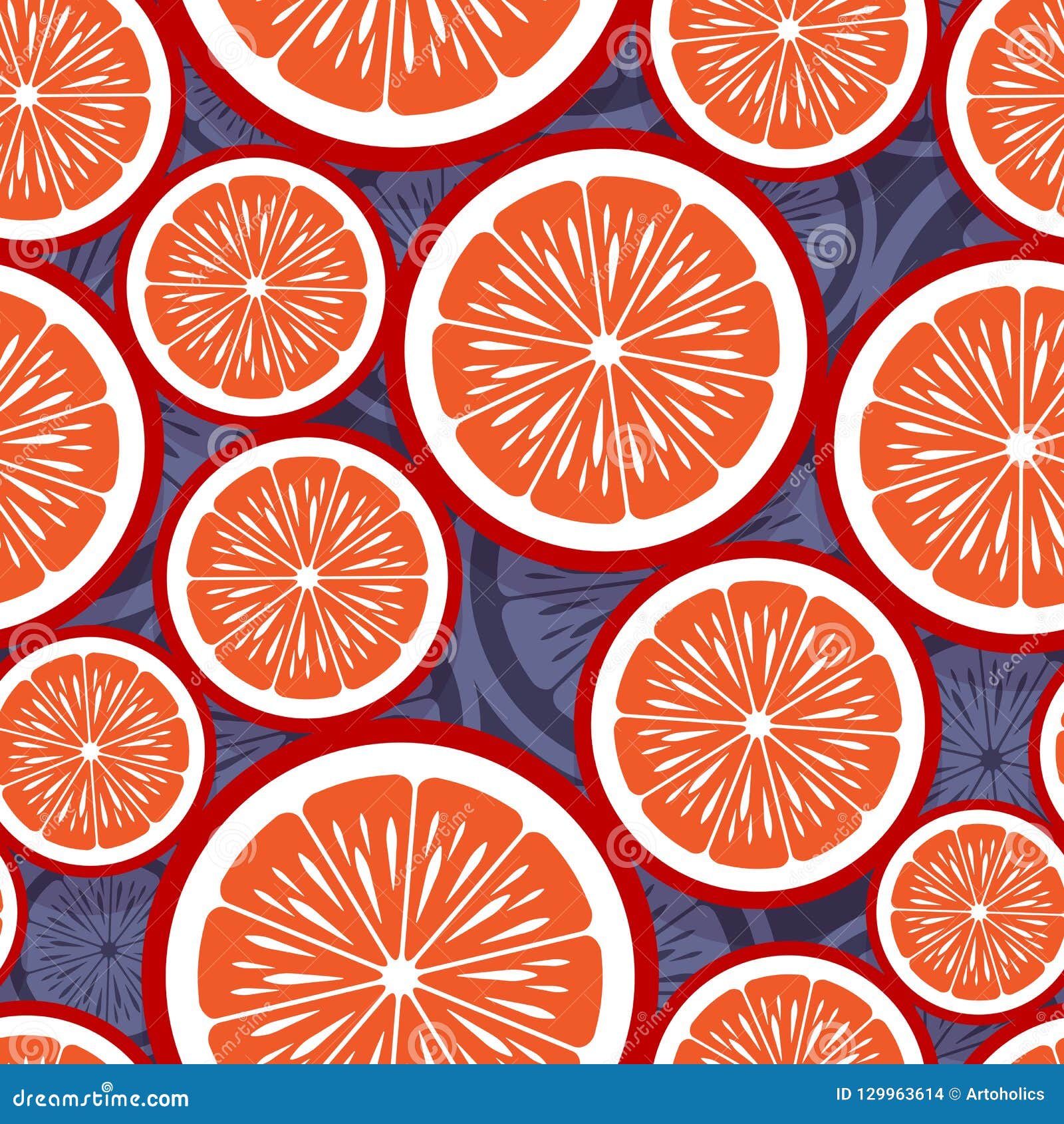Seamless Pattern of Orange Fruit Slice Graphics. Stock Vector ...