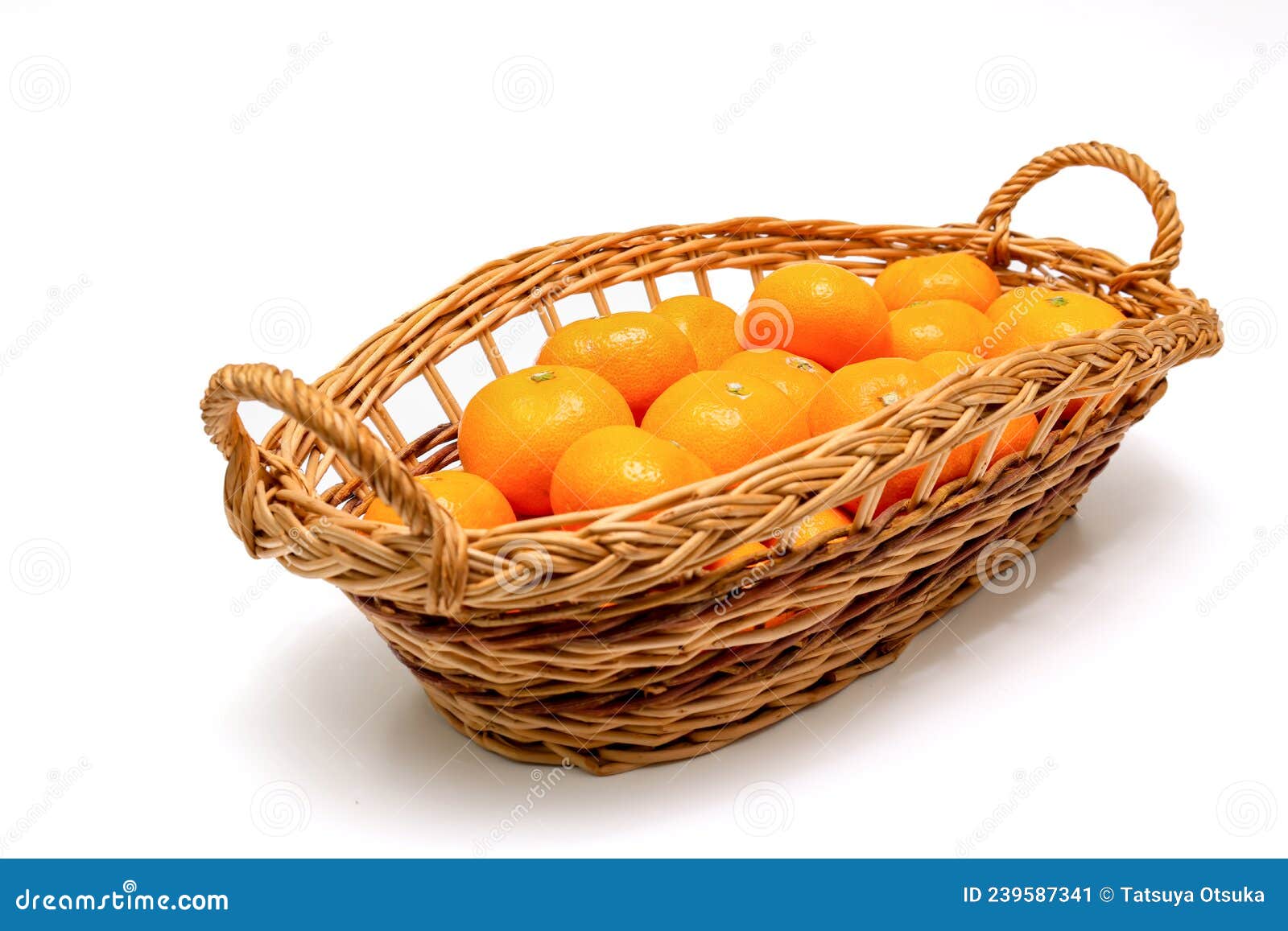 Mandarin Oranges in a Basket Isolated on a White Background Stock Image ...