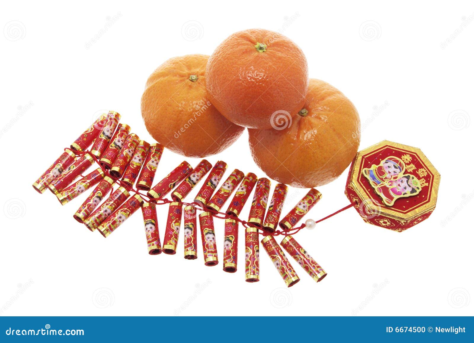 Mandarin Oranges and Firecrackers Stock Photo - Image of knock, fruit ...