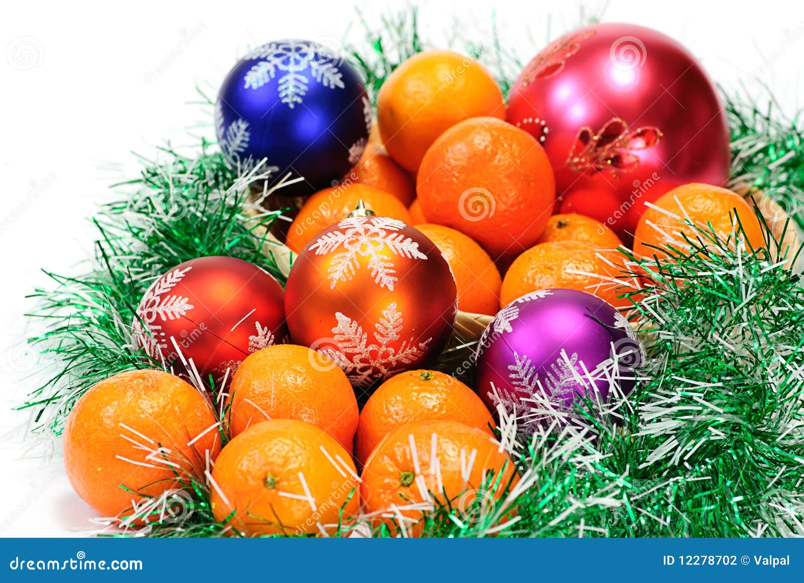 Mandarin,pine Branches and Christmas Balls Stock Photo - Image of ...