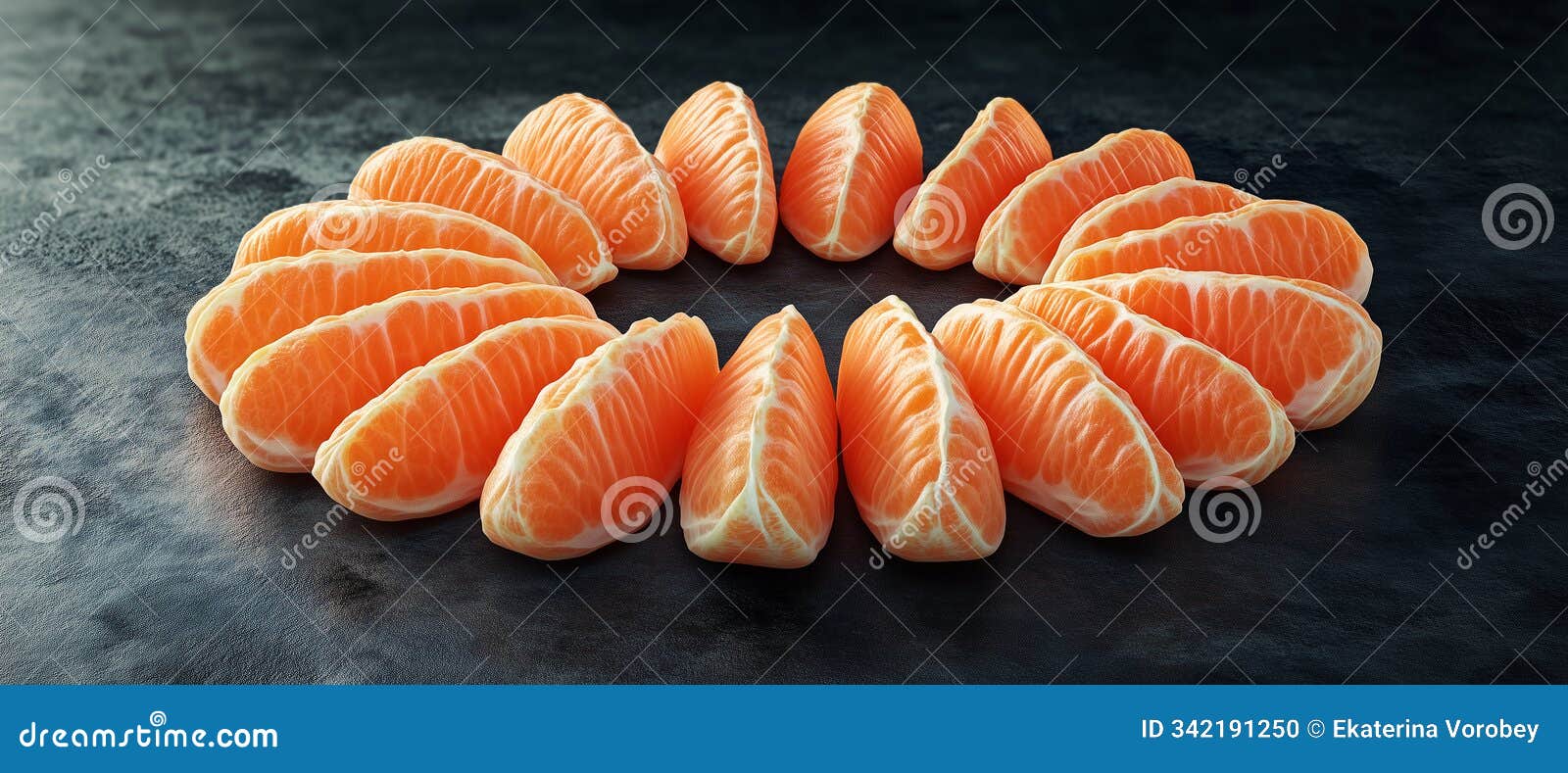 Mandarin Segments in Pie Chart Format on Dark Slate, Generative Ai ...