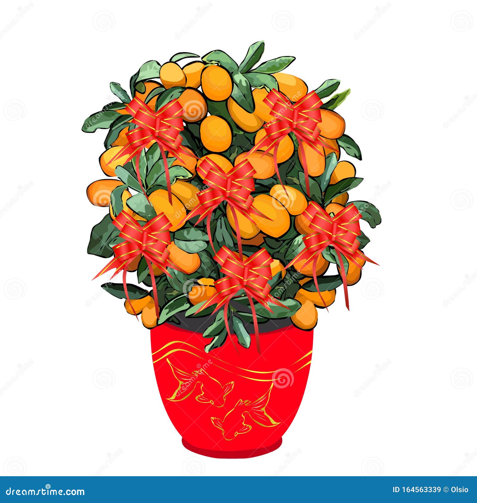 Mandarin Tree Growth Stages. Vector Illustration. Ripening Period ...