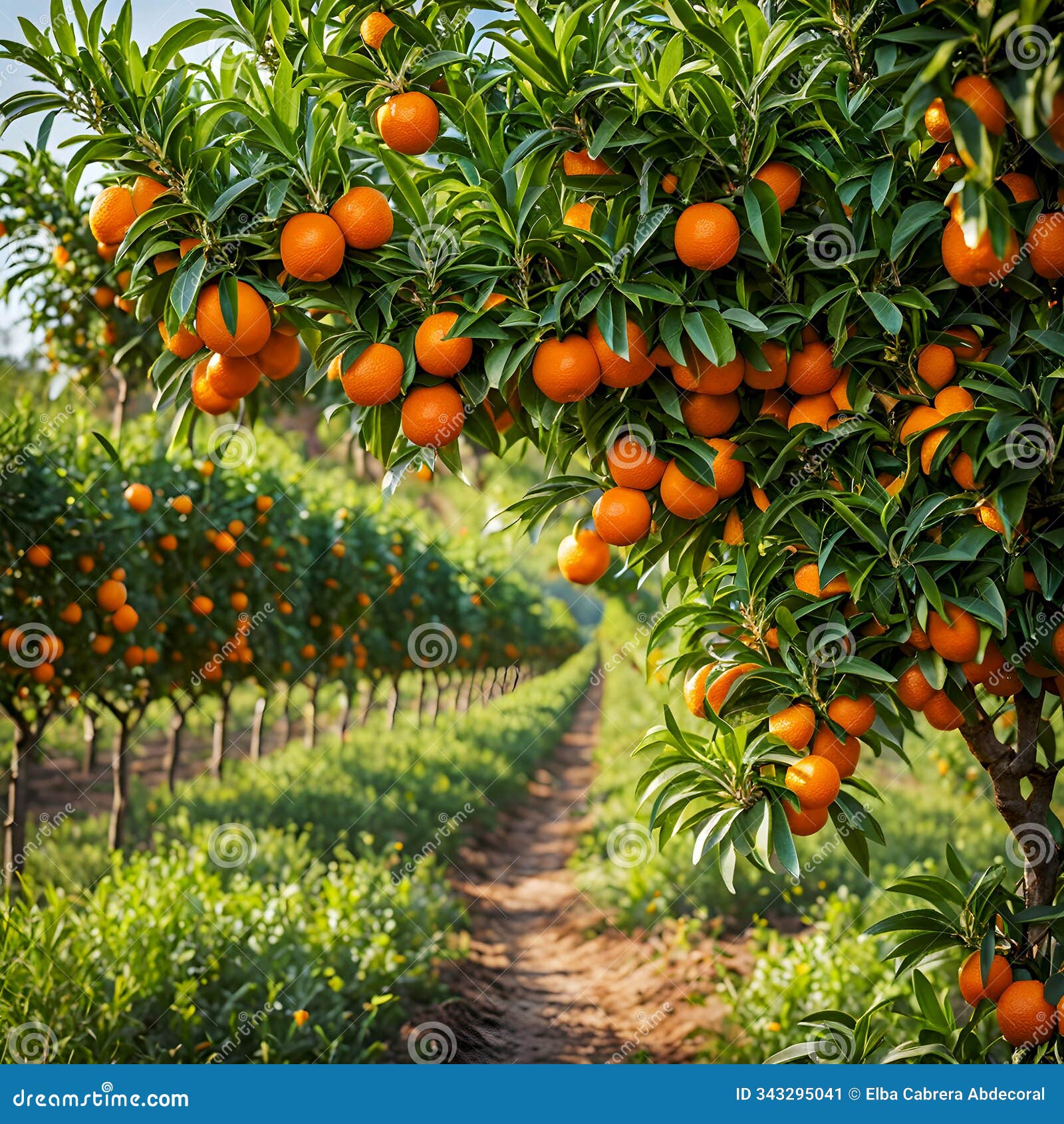 Mandarin Tree Loaded with Ripe Mandarins Stock Illustration ...
