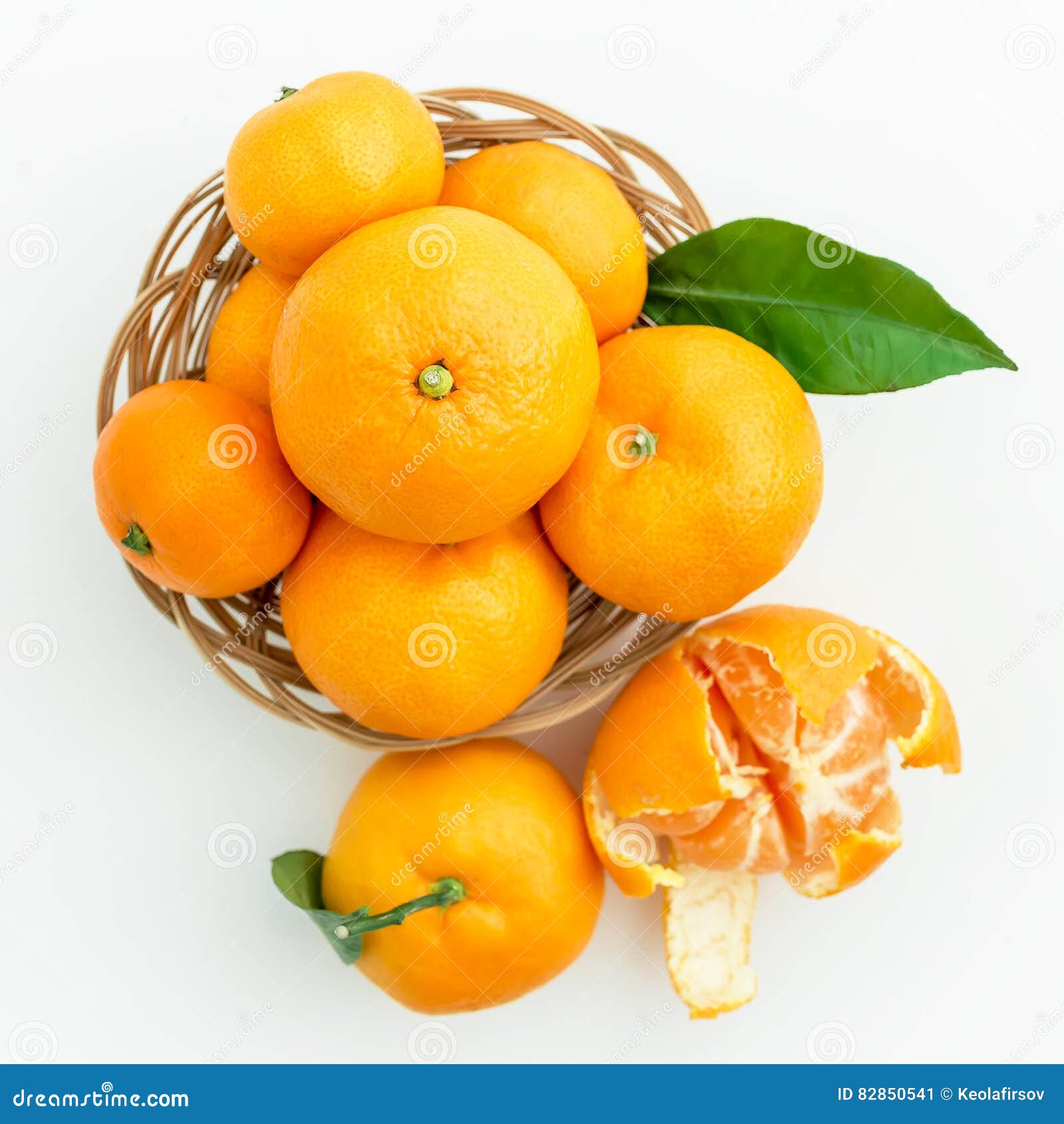 Mandarin on White Background. Flat Lay. Top View Stock Image - Image of ...