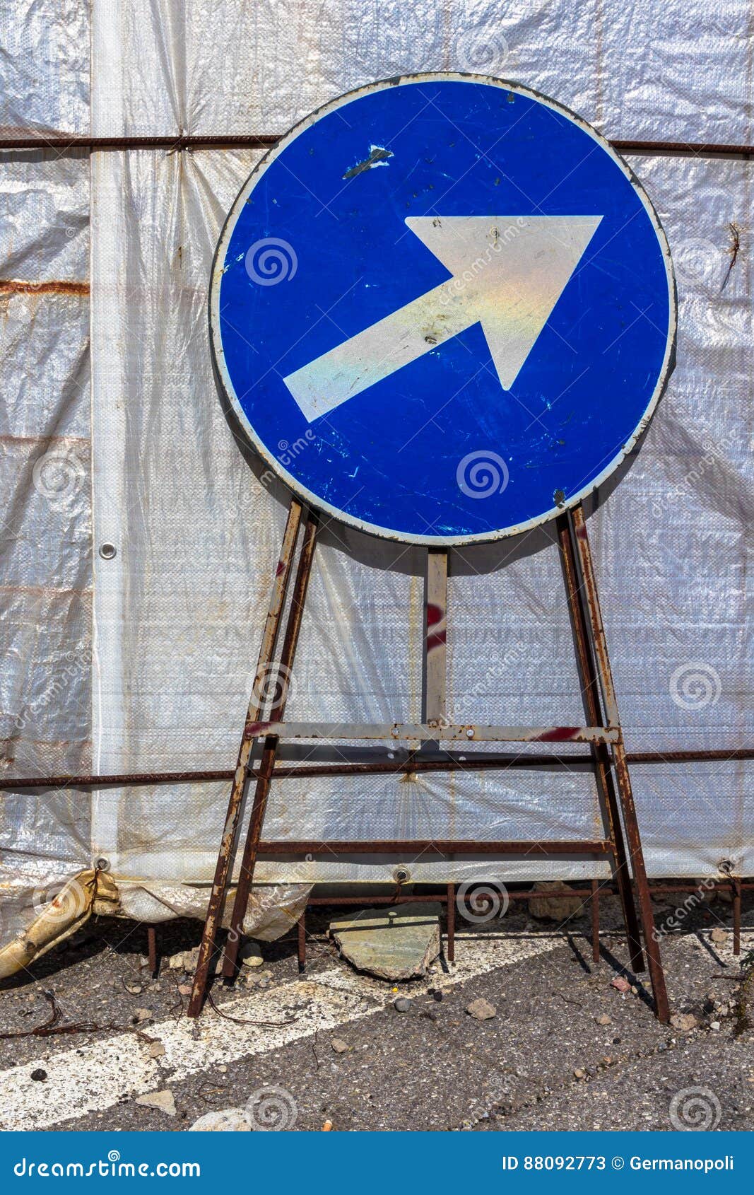 Mandatory direction sign stock image. Image of construction - 88092773