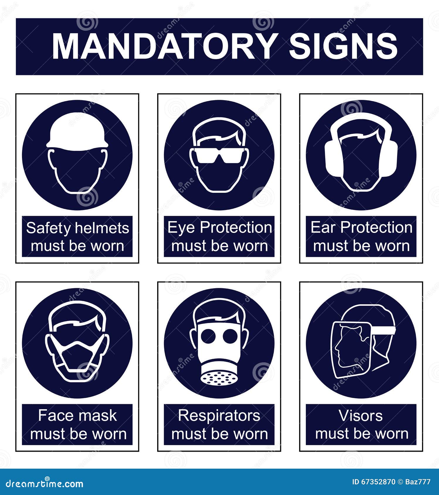 Mandatory Safety sign stock vector. Illustration of manufacture - 67352870
