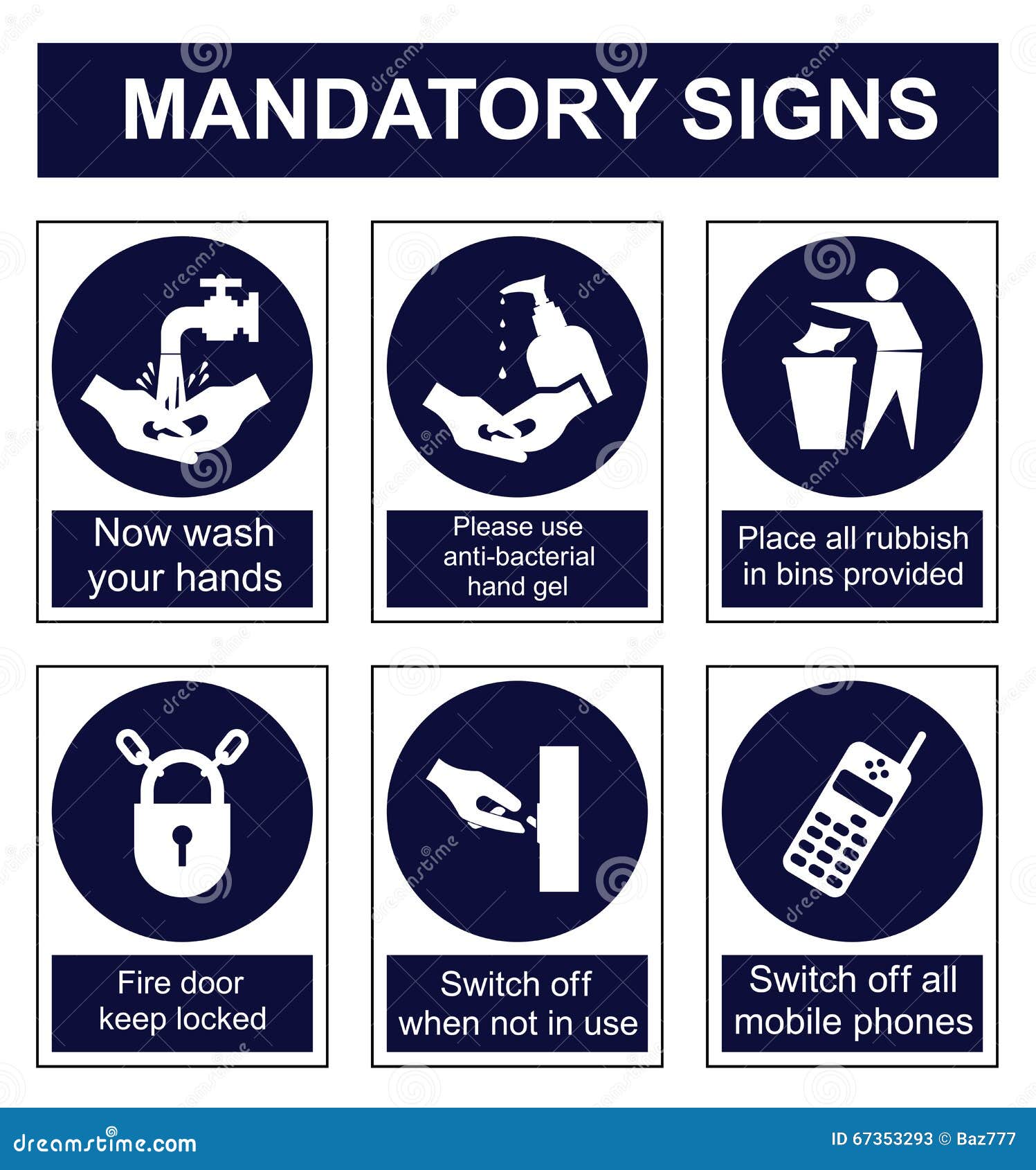 Mandatory Safety And Caution Sign Icons Set Cartoon Vector ...
