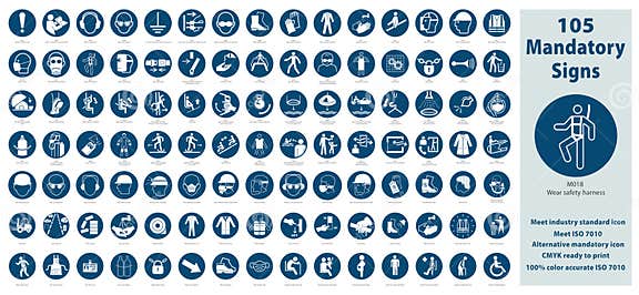 Set Illustration of Mandatory Safety Signs Meet ISO 7010 Standards ...