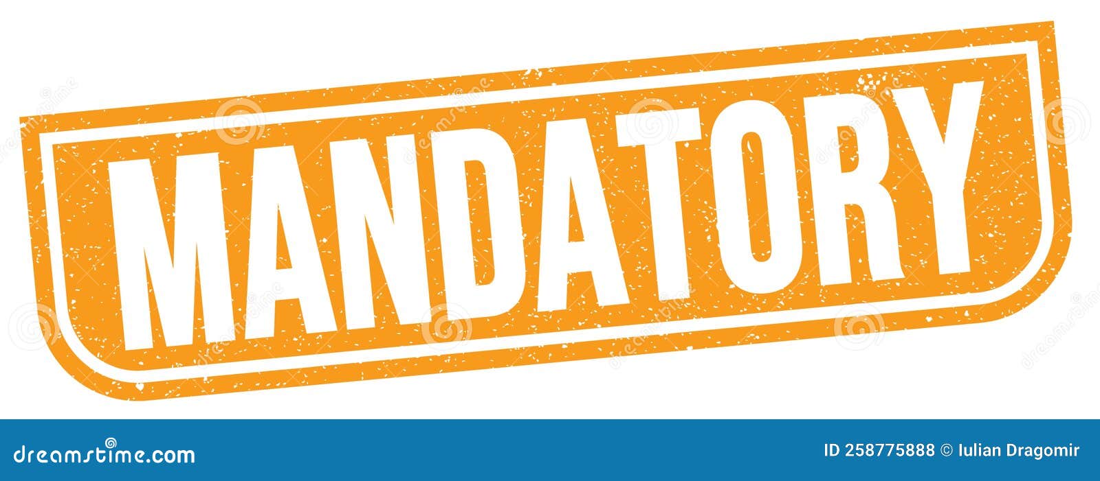 MANDATORY Text Written on Orange Stamp Sign Stock Illustration ...