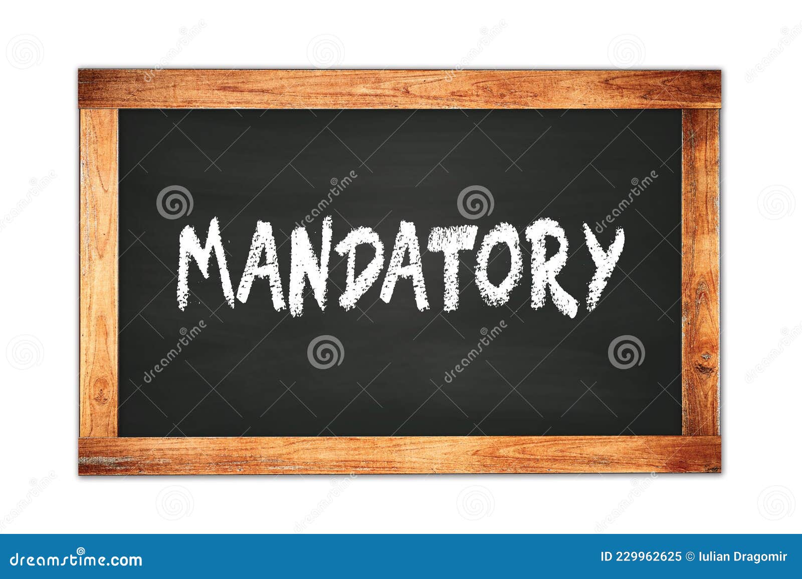 MANDATORY Text Written on Wooden Frame School Blackboard Stock Image ...