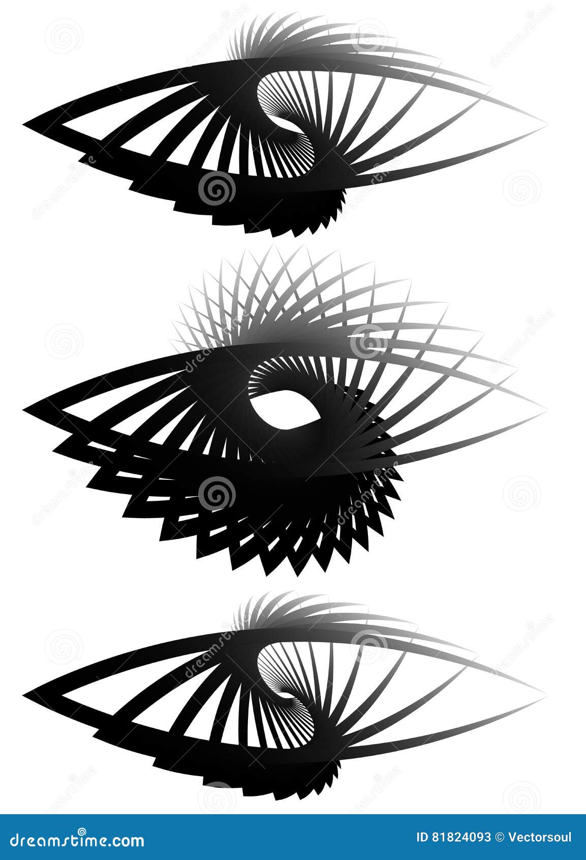 Mandel, Augenformen Mit Rotationseffekt Vektor Abbildung - Illustration ...