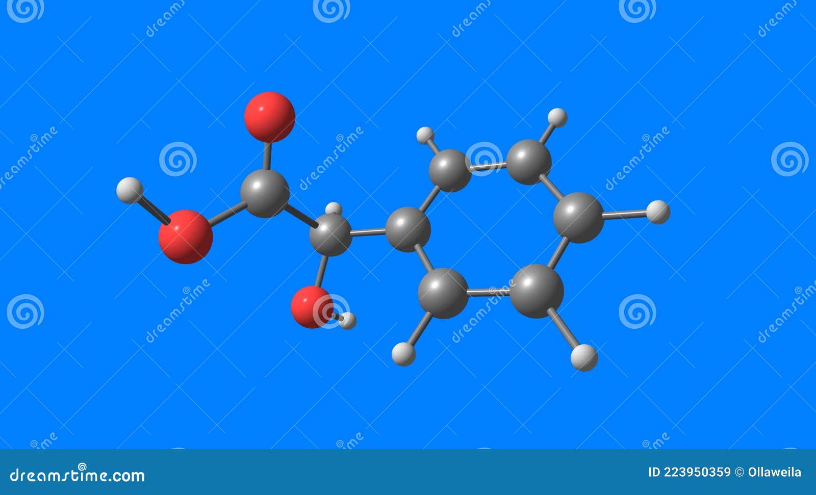 Mandelic Acid Molecular Structure Isolated on Blue Stock Illustration ...