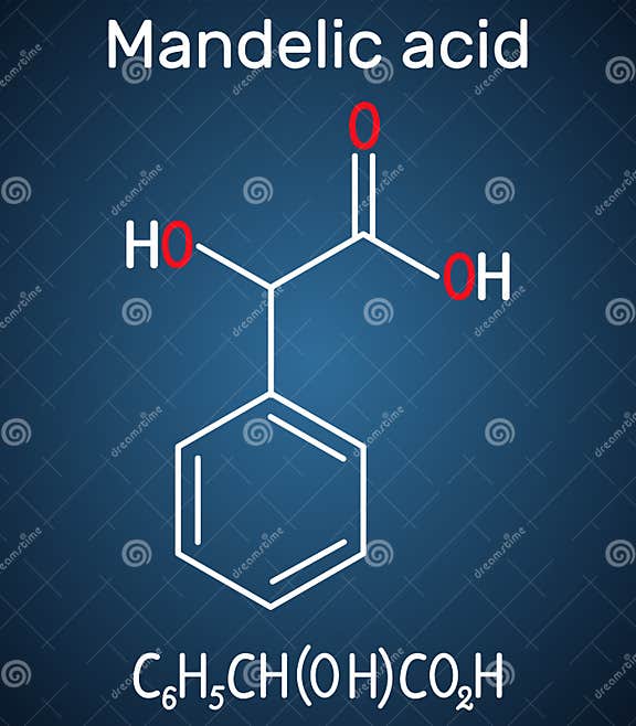Mandelic Acid Molecule. Structural Chemical Formula and Molecule Stock ...