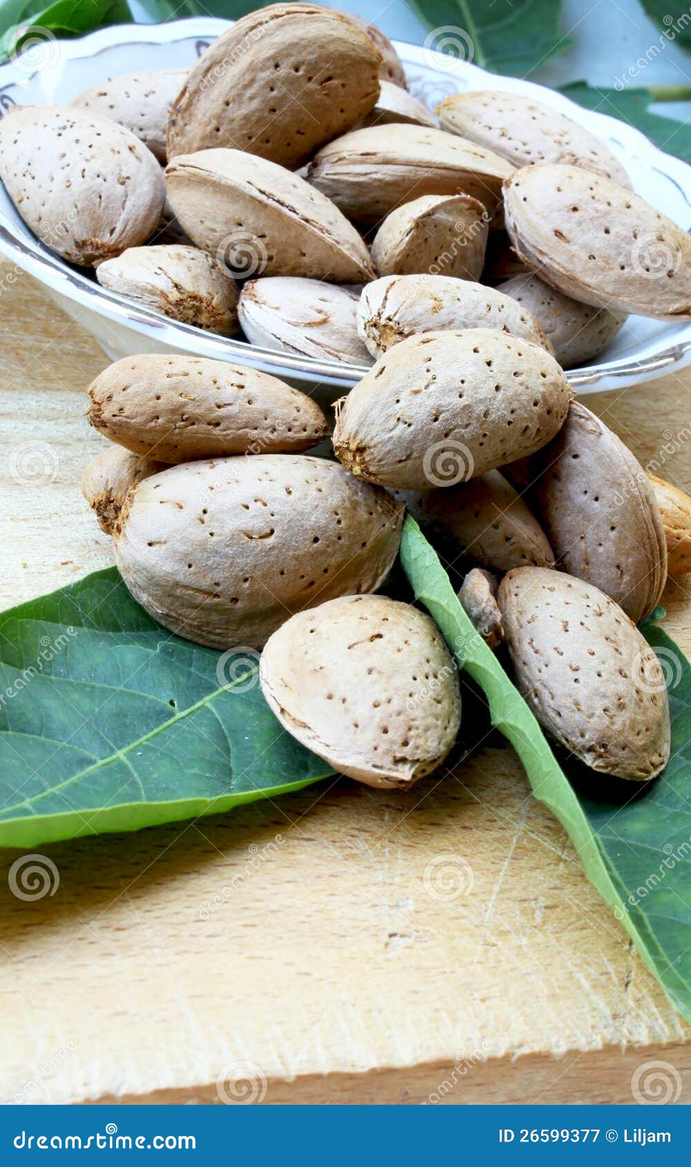 Mandeln stockbild. Bild von haufen, gesund, frucht, blätter - 26599377