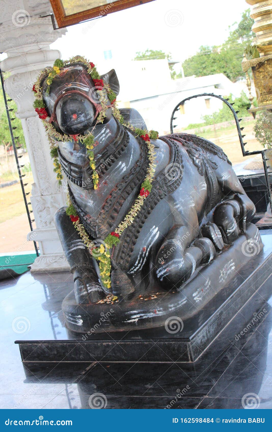 Nandi Idol with Full Granite Stone Stock Photo - Image of nandi, black ...