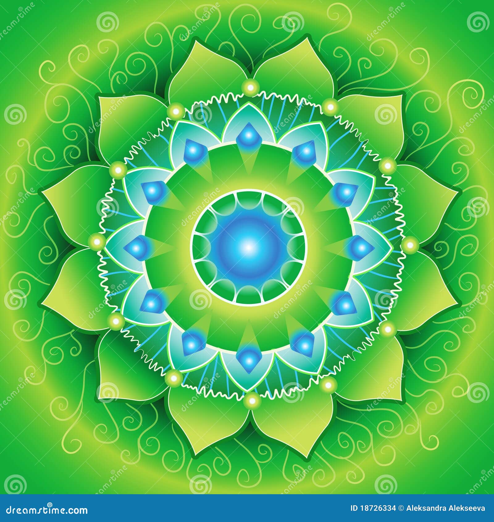 Mandlala Verde Del Chakra Del Anahata Ilustración del Vector ...