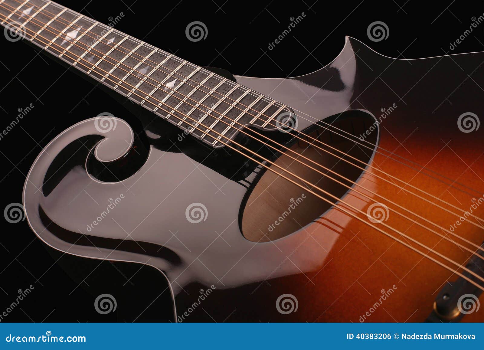 Mandolin on Black Background Stock Photo - Image of background, play ...