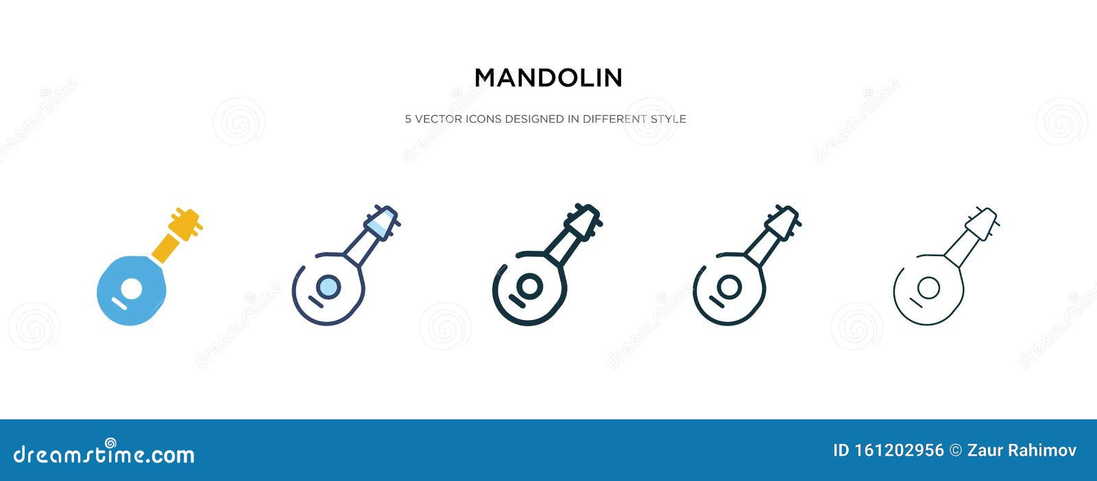 Mandolin Icon in Different Style Vector Illustration. Two Colored and ...